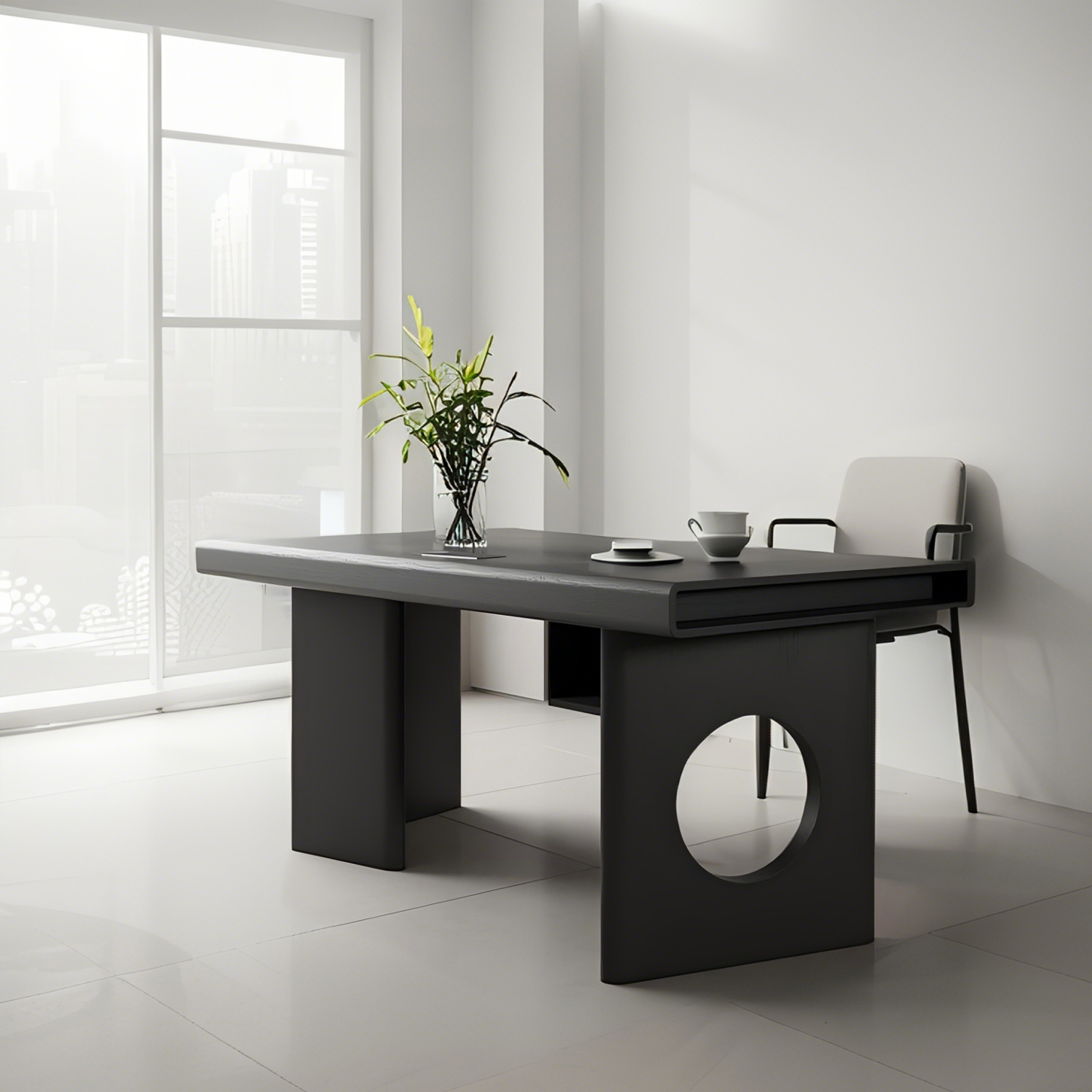 Brass Foam Black Solid Wood Multi-layer Board Writing Desk With ...