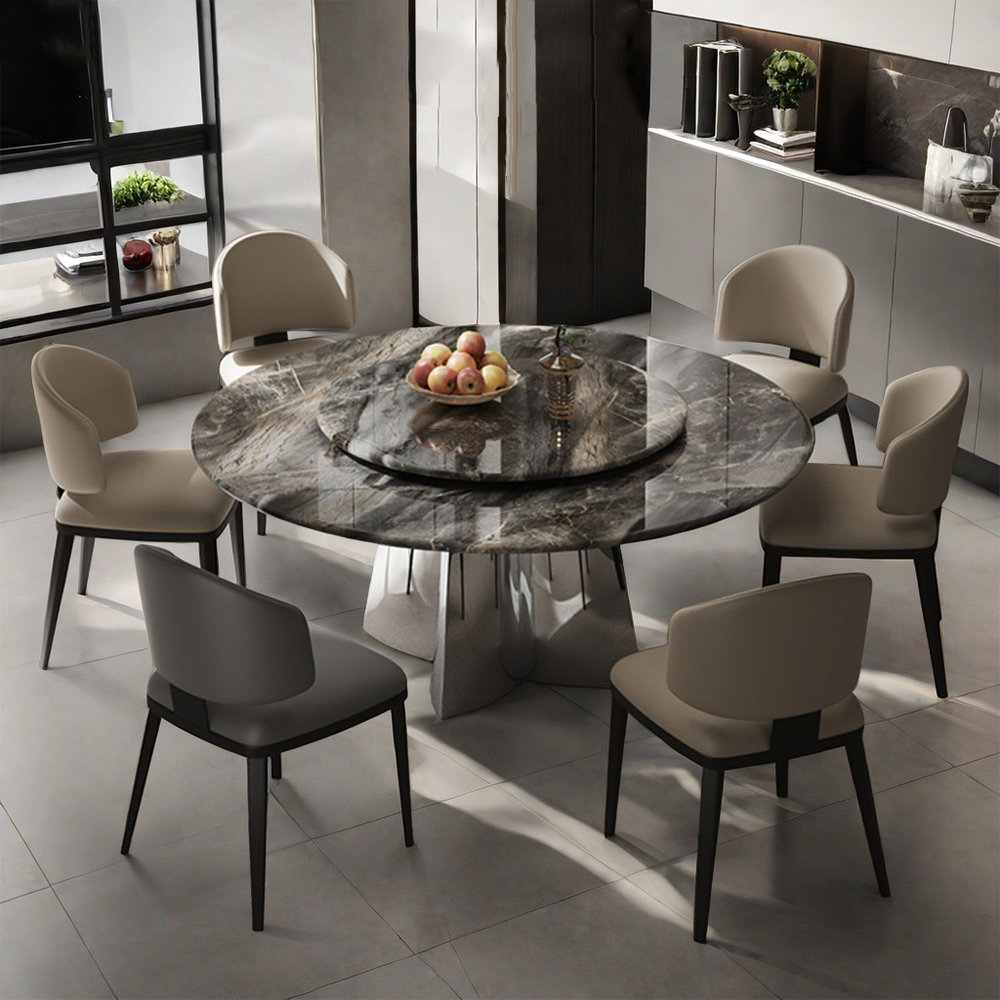ALLNICEDT Simple Modern Faux Marble Round Dining Table Sets | Wayfair