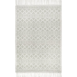 Gracie Oaks Sechrist Geometric Handwoven Flatweave Cream/ Sage Green ...