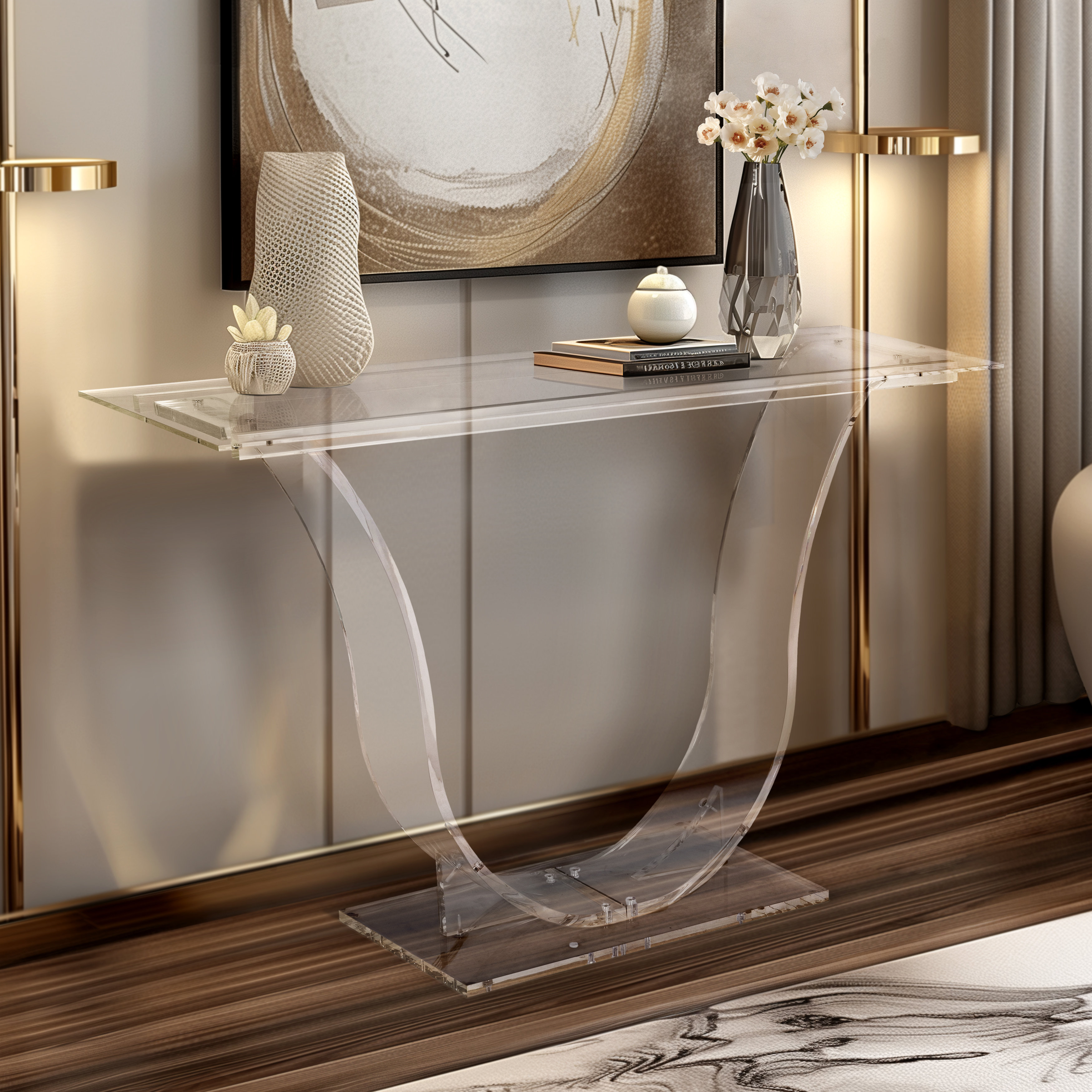 Orren Ellis Dorsey Acrylic Console Table | Wayfair