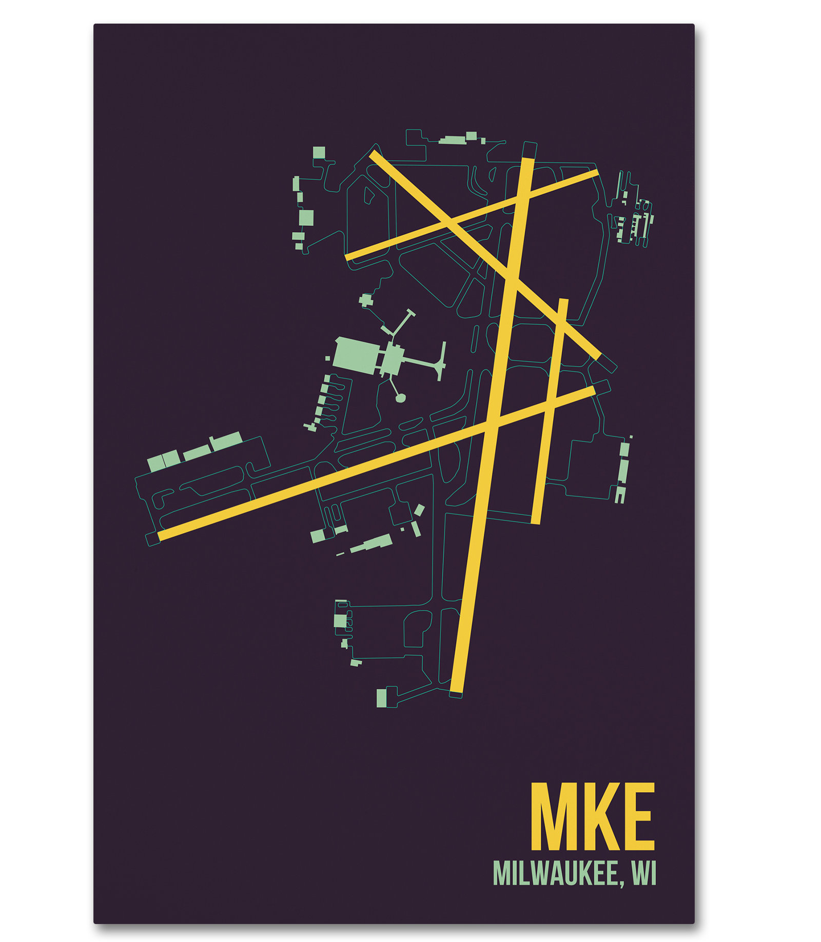 Trademark Fine Art 'MKE Airport Layout' Graphic Art Print on Wrapped ...