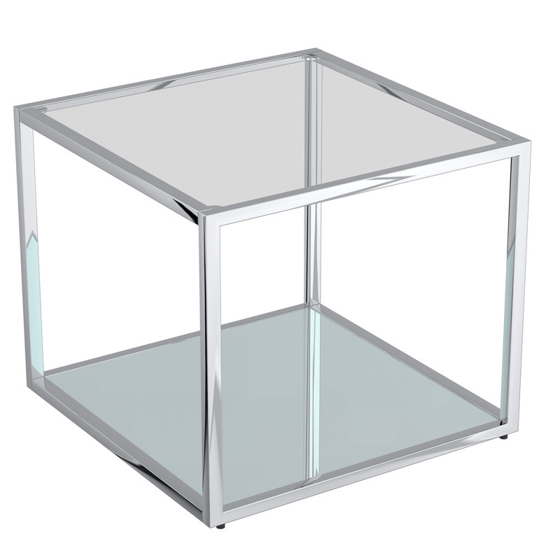 Mercer41 Contemporary Metal And Glass Small Square Coffee Table ...