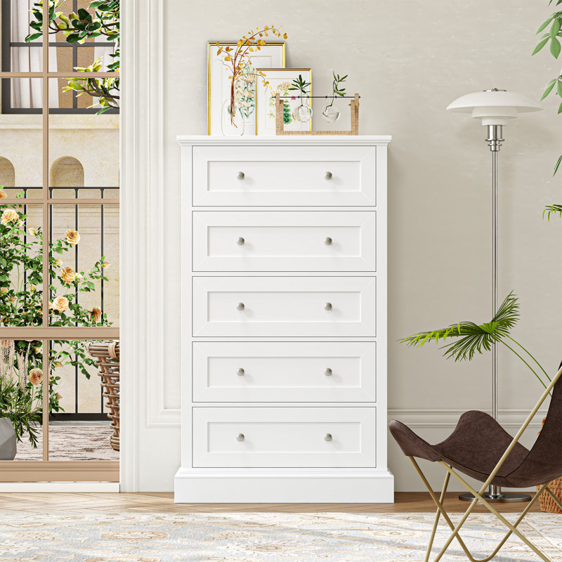 Lark Manor Almore 47.6"H 5 - Drawer Dresser, White & Reviews - Wayfair ...
