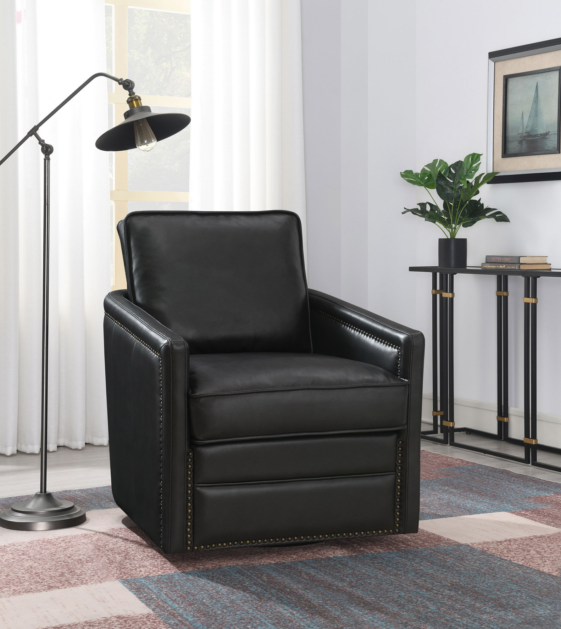 Red Barrel Studio® Modern Leather Aire Swivel Chair W/Glider | Wayfair