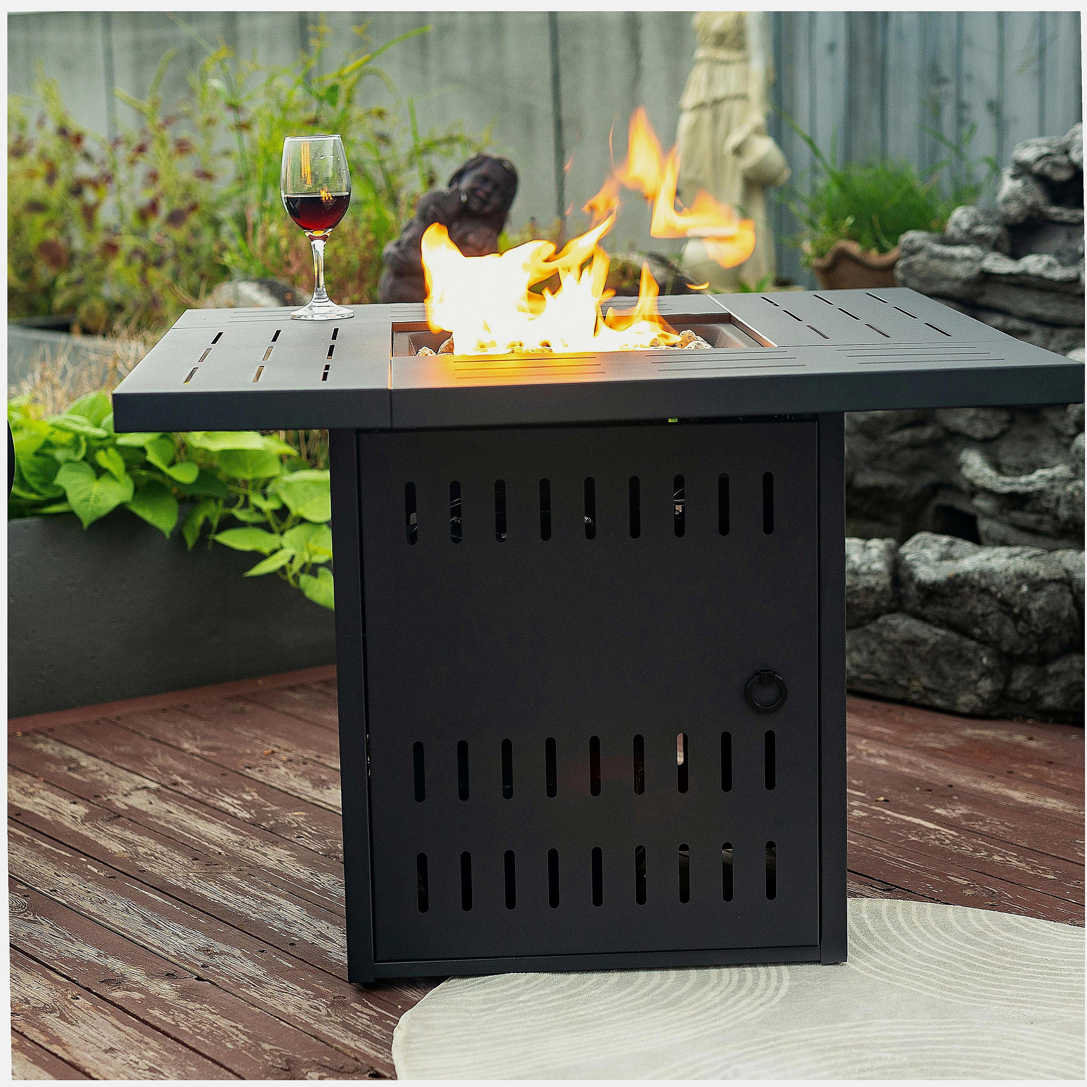 Latitude Run® Steel Outdoor Outdoor Patio Garden Gas Fire Pit Table ...