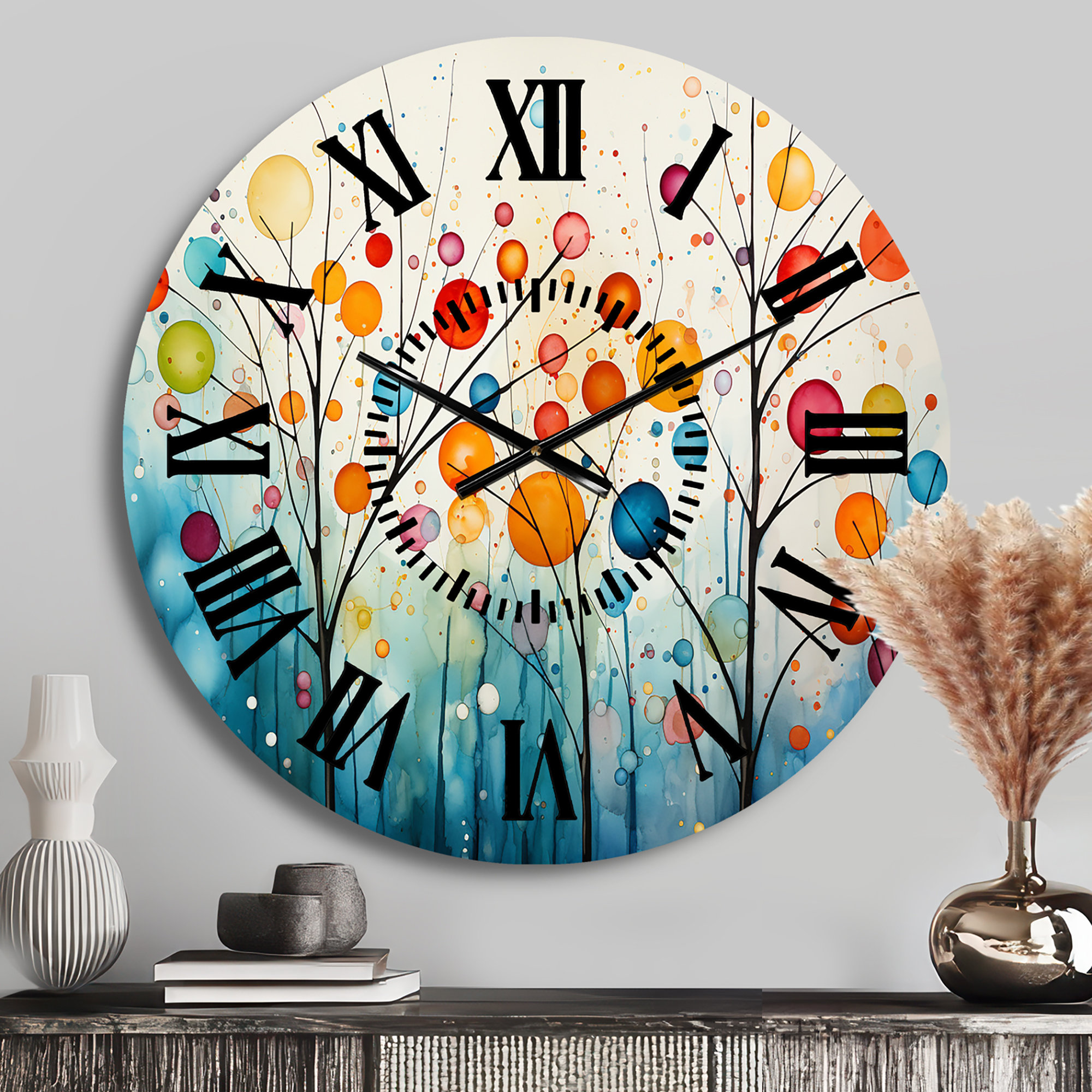 East Urban Home Teal Mid Century Retro Reflections - Mid-Century Face ...