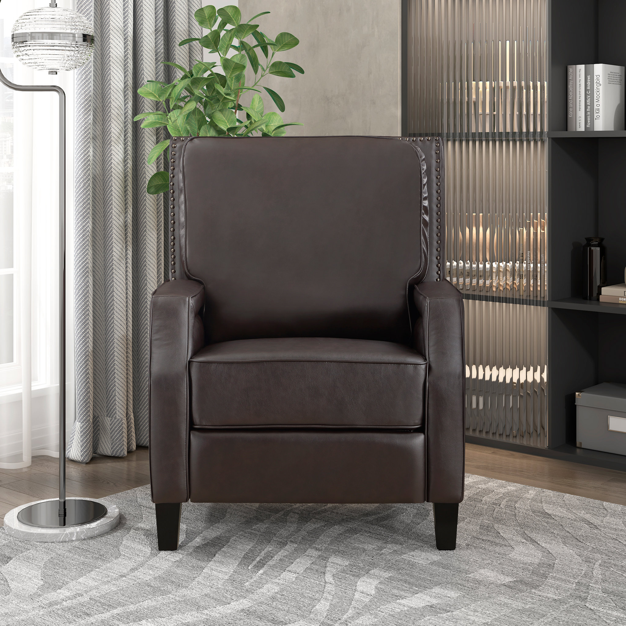 Blendoi Brooke Reclining Chair Dark Brown Self-Reclining Motion Chair ...