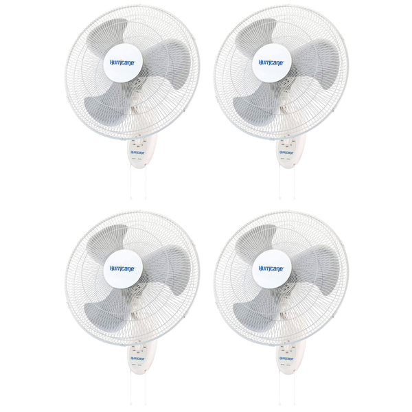 Hurricane Supreme 18" 90 Degree Oscillating 3 Speed Wall Mounted Fan ...