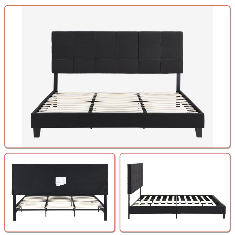 Latitude Run® Lohrman Classic Linen Upholstered Platform Bed Frame ...