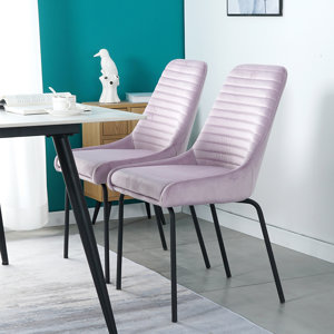 Mercer41 Korissa Dining Room Chairs with Velvet Fabric, Black Metal ...