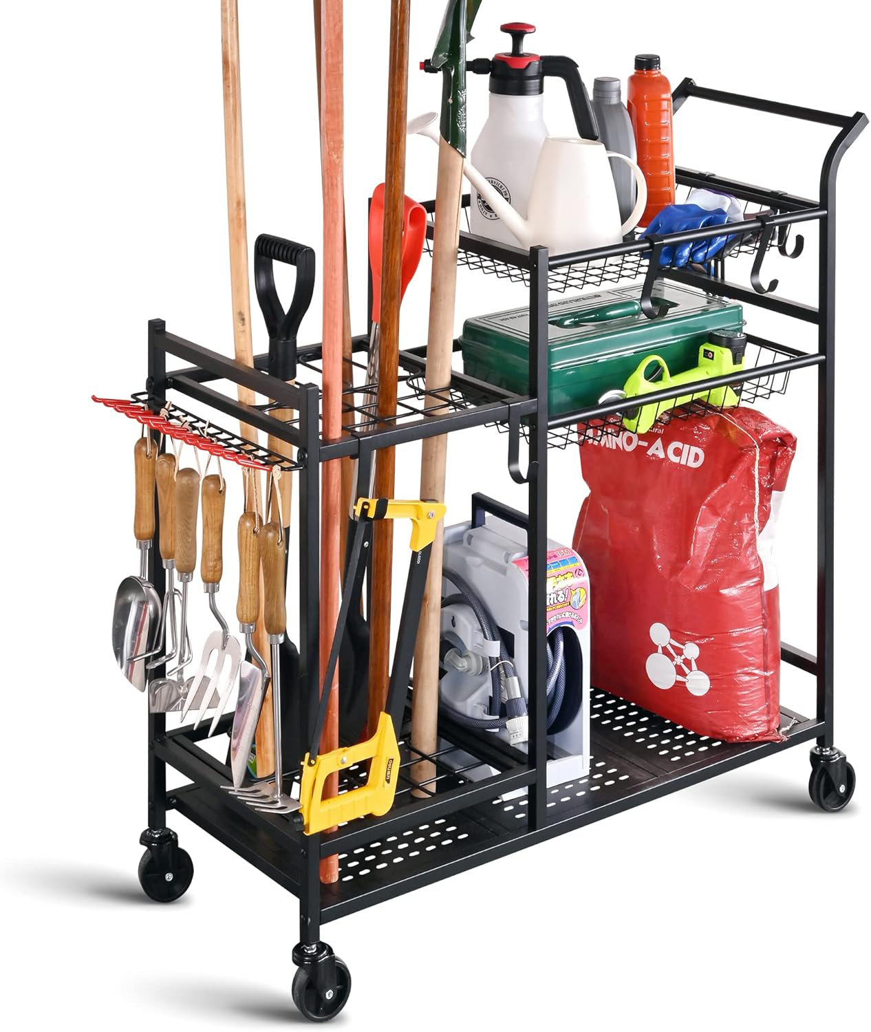 17 Stories Garden Tool Organizer with Wheels, Garden Tool Rack, Yard ...