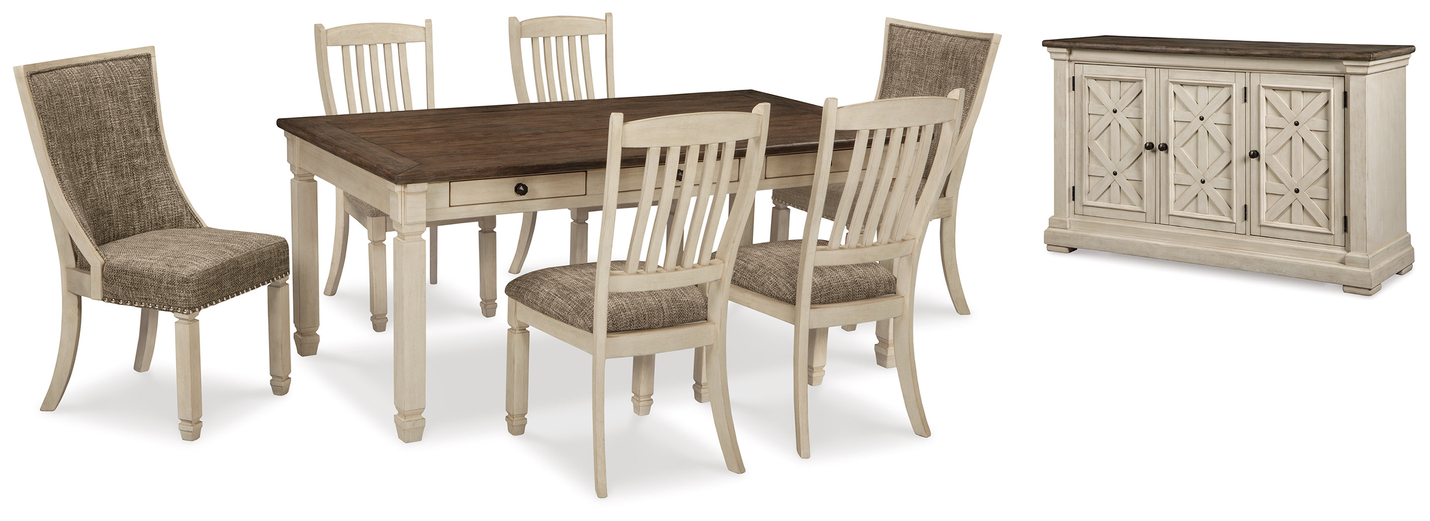 Rosalind Wheeler Bolanburg Dining Table and 6 Chairs with Server | Wayfair