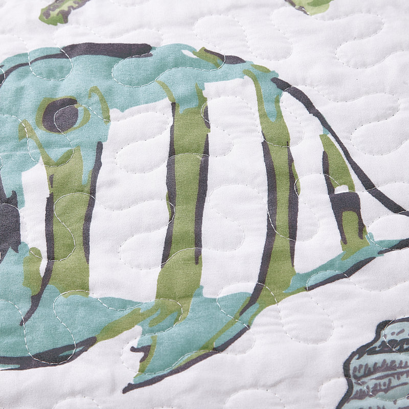 FreshFolds Blue / Green Fish & Seashell Quilt Set with Shams & Reviews ...