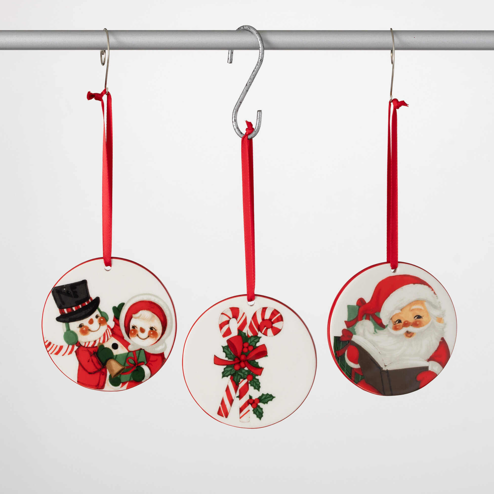 The Holiday Aisle® 3.5" Christmas Retro Holiday Disc Ornaments Set of 3 ...
