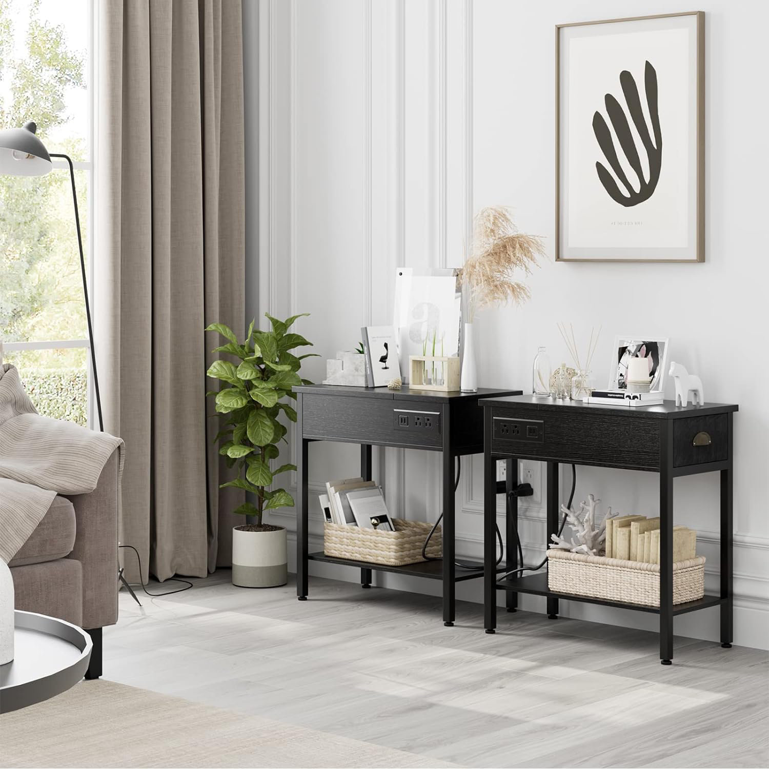 17 Stories Tahlaya 2 - Drawer End Table Set and Built-In Outlets ...