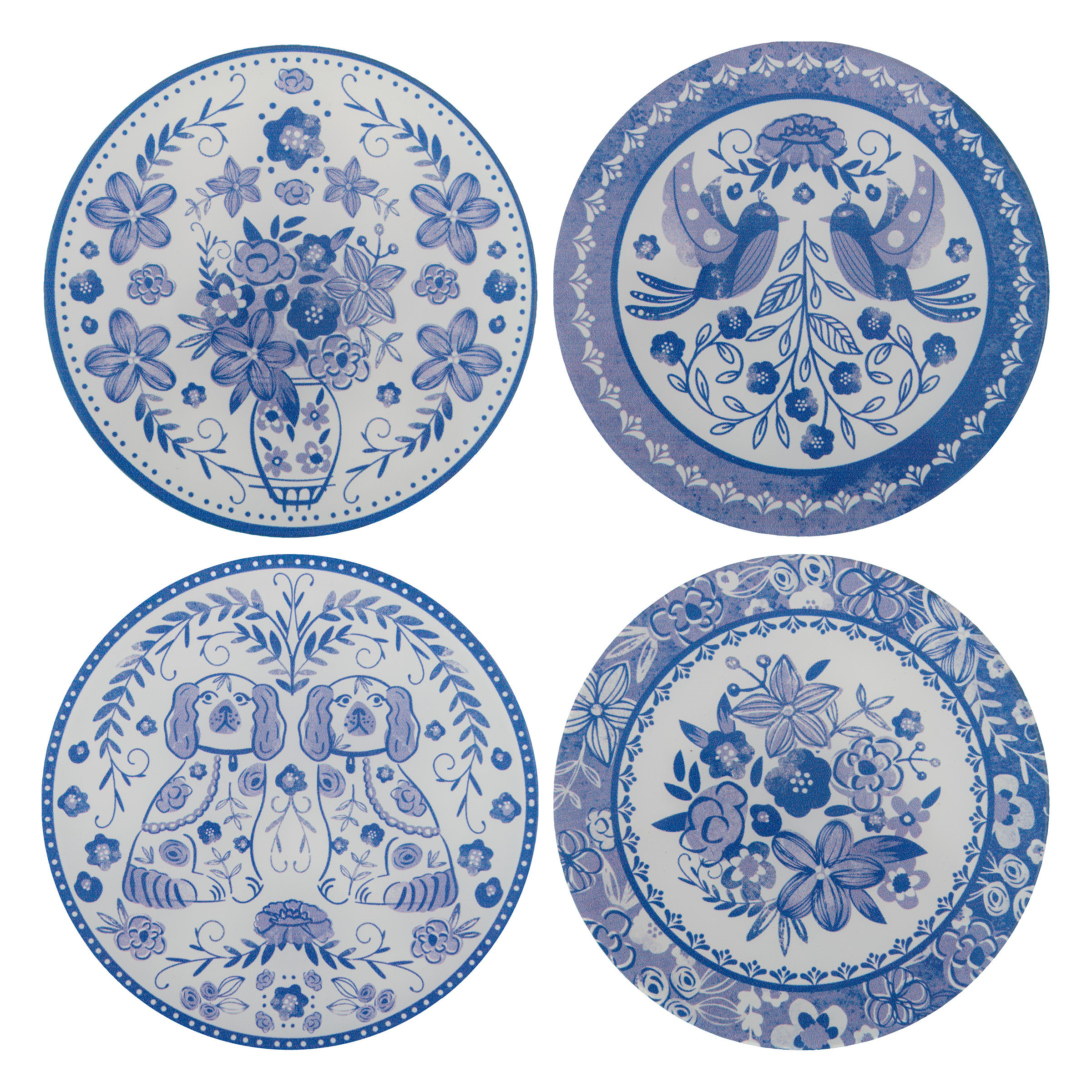 Winston Porter Acrylic Coasters Blue & White | Wayfair
