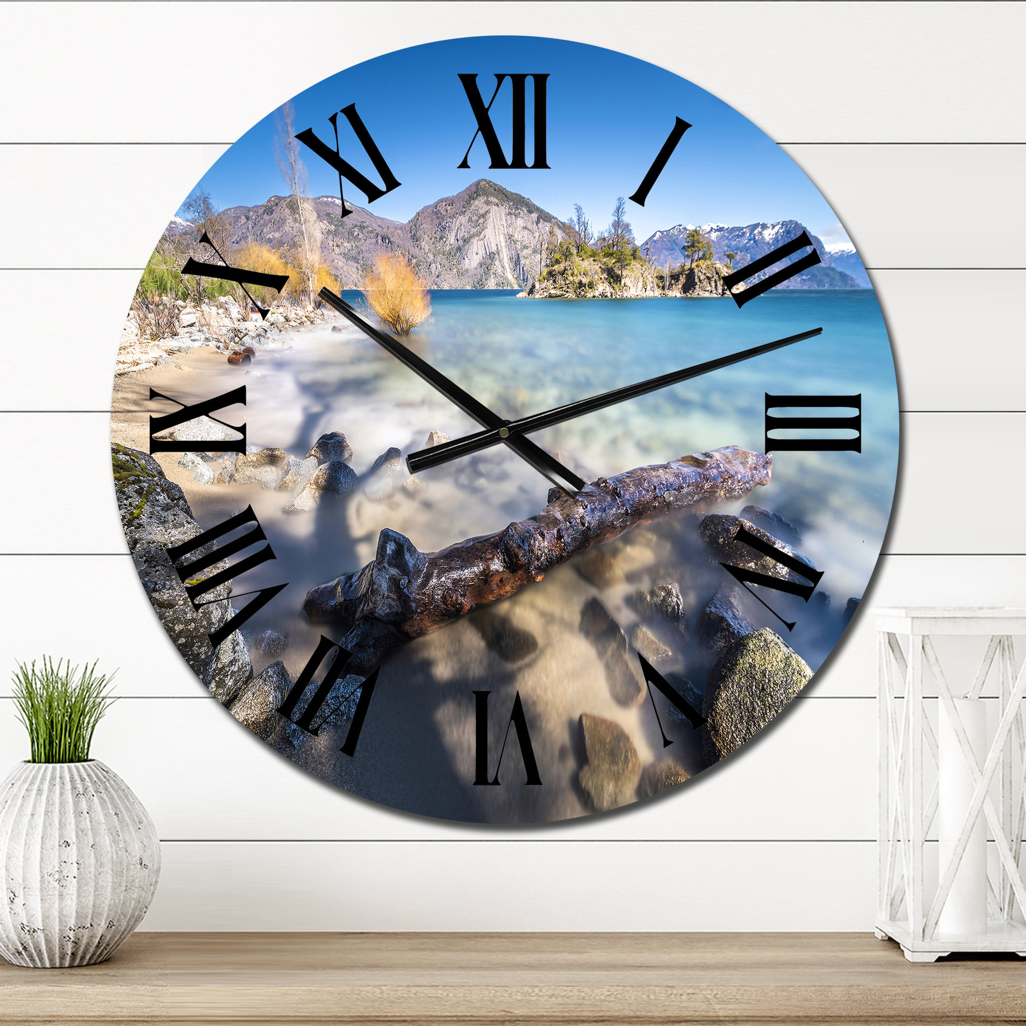 East Urban Home Mountain Lake in Patagonia - Lake House Wall Clock ...