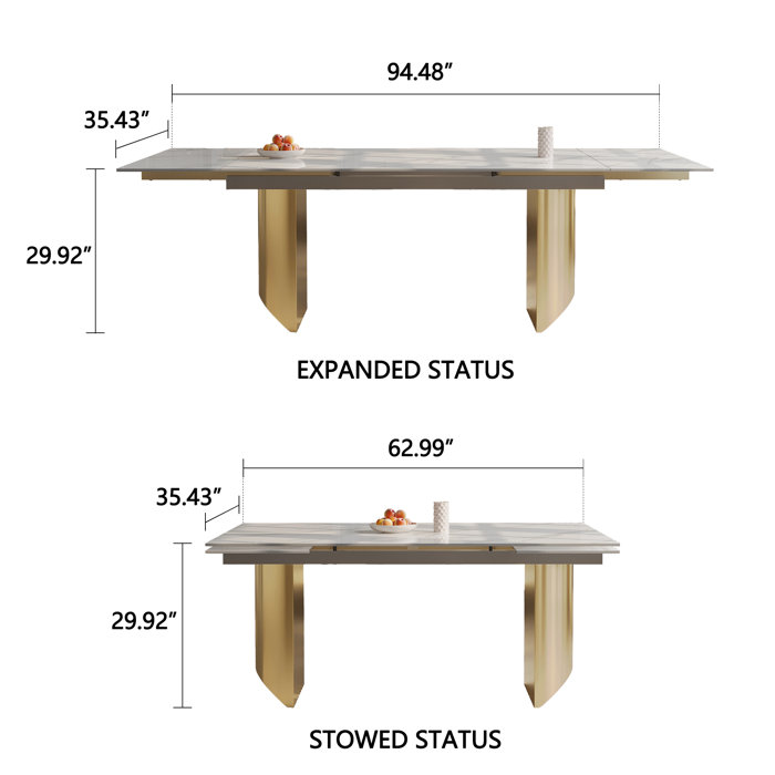 Everly Quinn Santrez 7 - Piece 94.48" Extendable Sintered Stone Dining ...