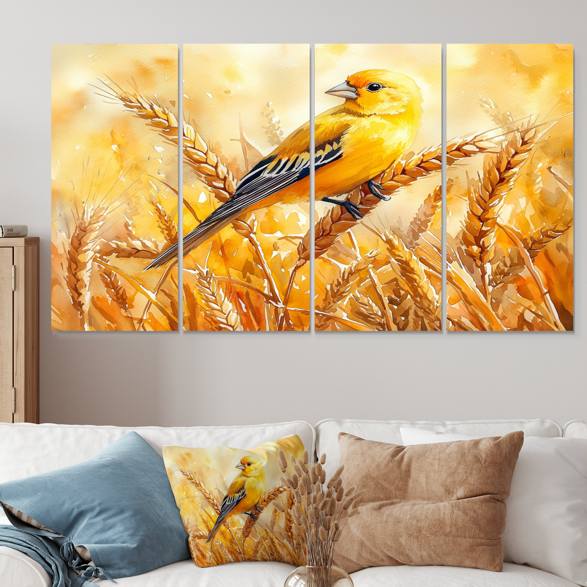 Lark Manor™ Goldfinch In The Wheat Field II - Bird Wall Decor - Modern ...
