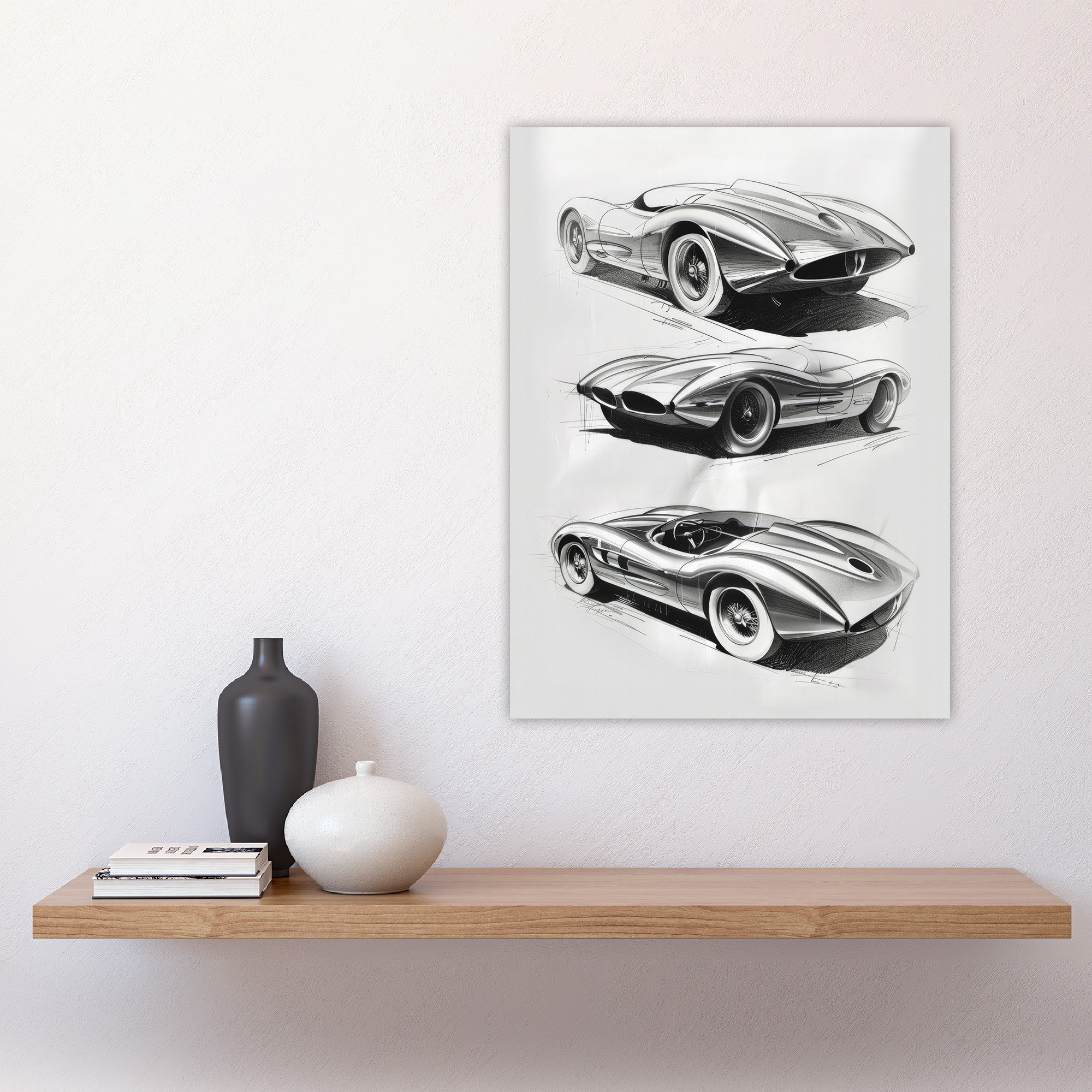 ClassicLiving Wall Art Print Sports Car Pencil Sketch Design Poster ...
