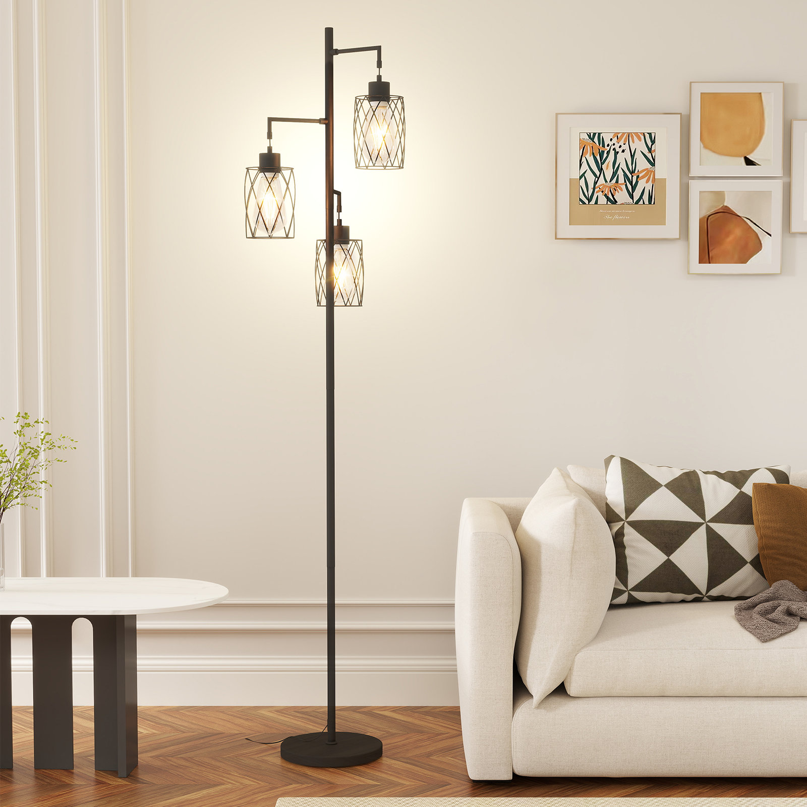 17 Stories 3-Light 67” Tree Floor Lamp with Foot Switch, Easy to Assemble - Wayfair Canada