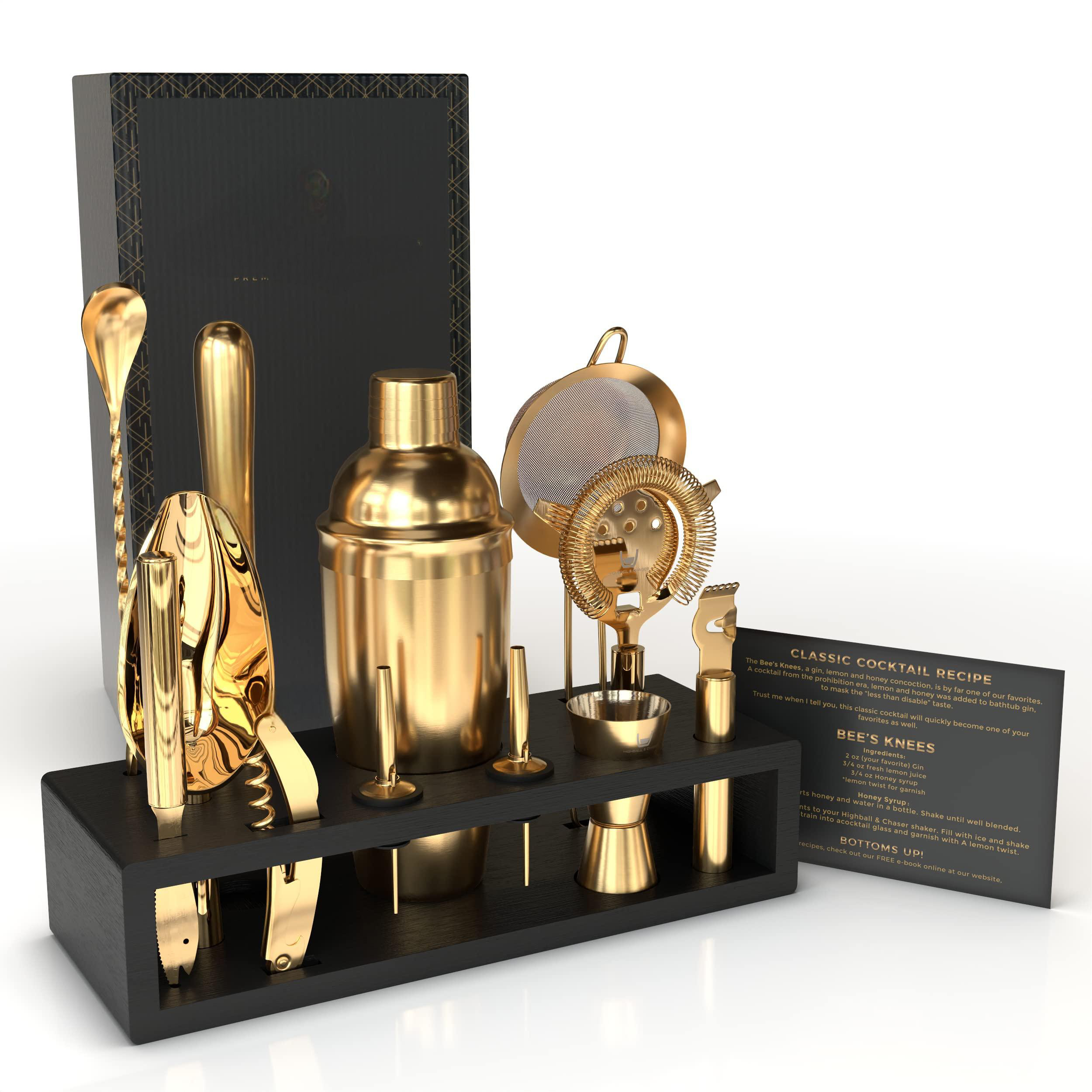 wanmo Bartender Kit With Espresso Bamboo Stand. Beautiful Cobbler ...