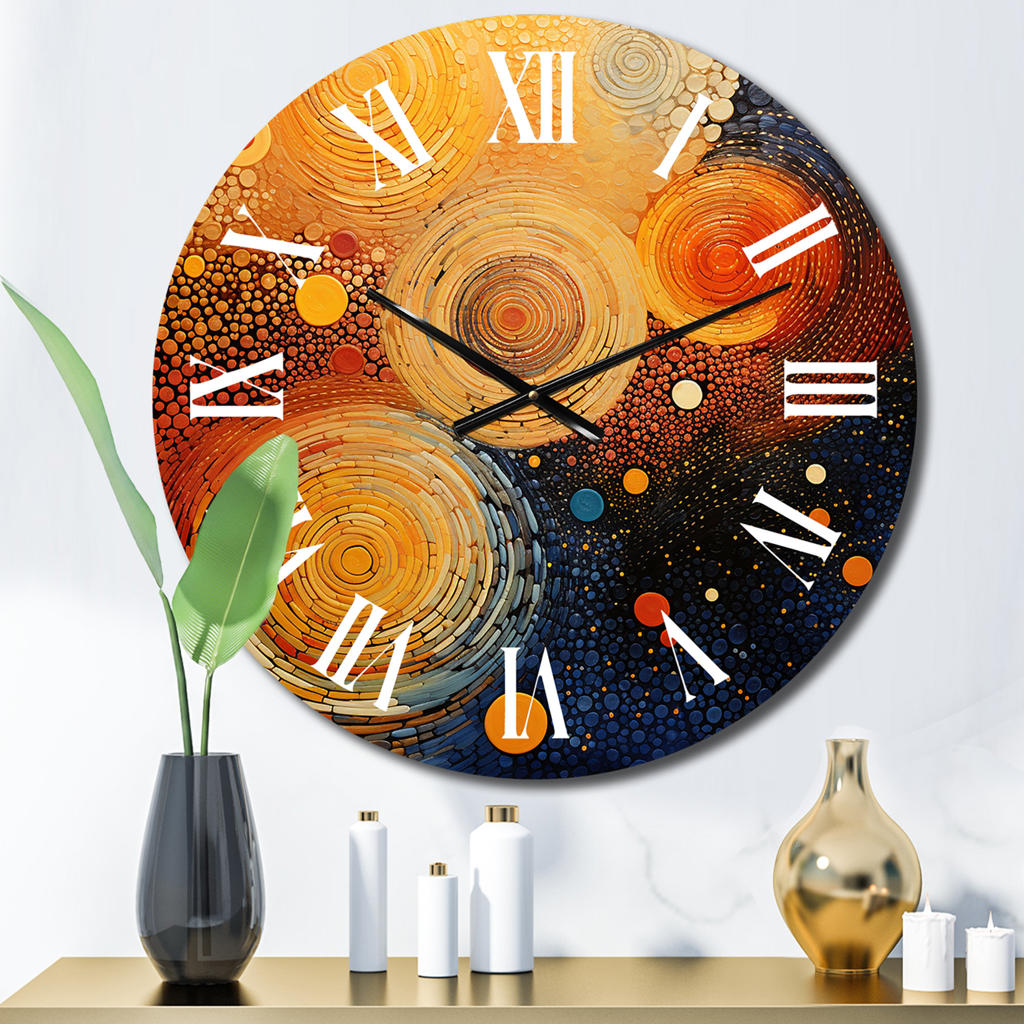 East Urban Home Fiery Fusion II - Abstract Collages Wall Clock | Wayfair