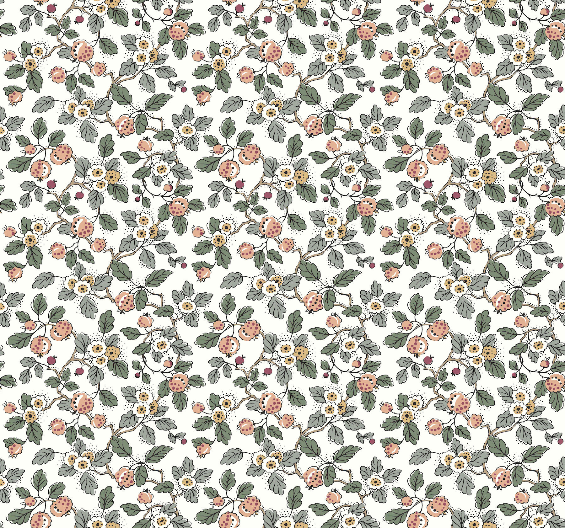 Red Barrel Studio® Framboise Berry Vines Wallpaper | Wayfair