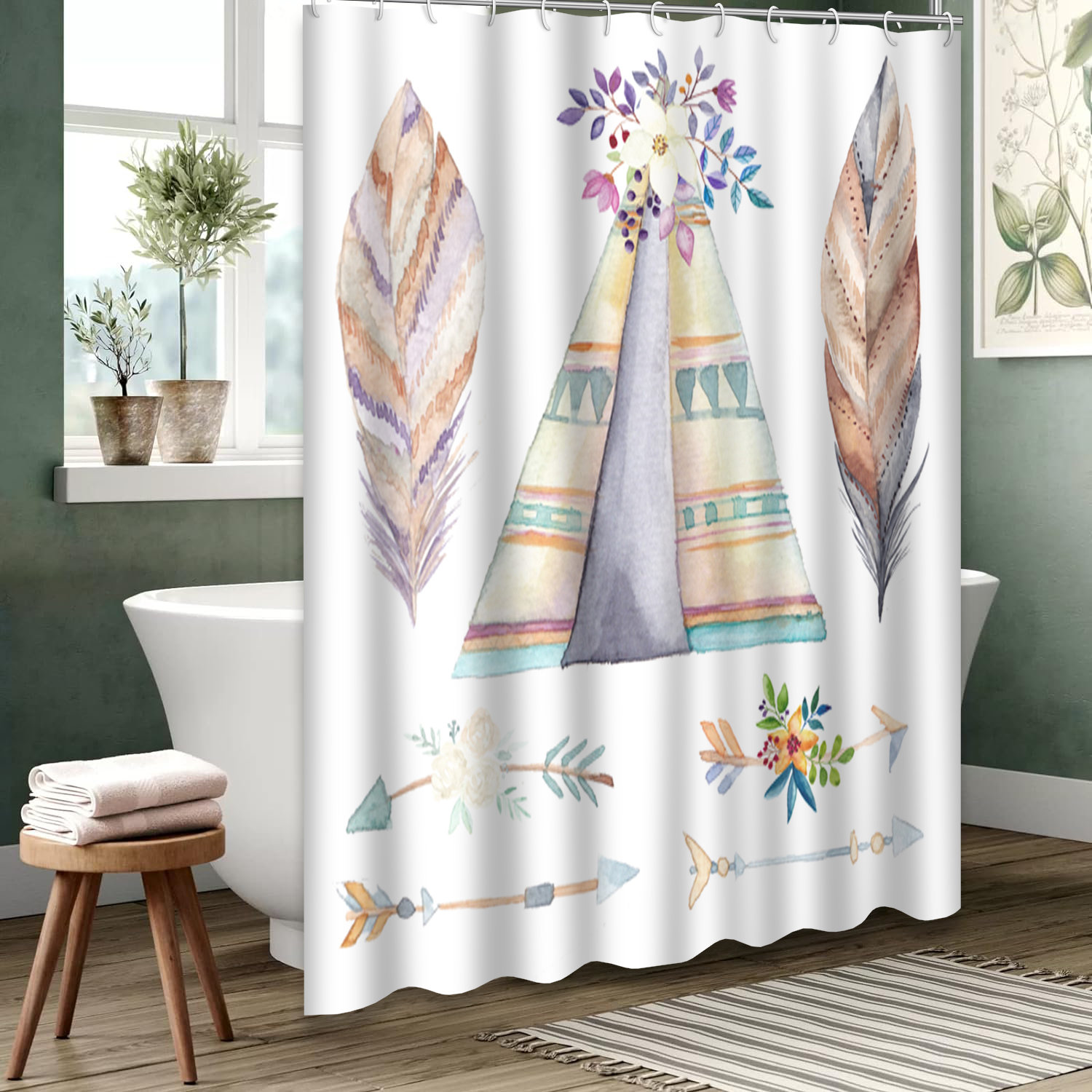 East Urban Home ??Native Arrow Shower Curtain with 12 Hooks ...