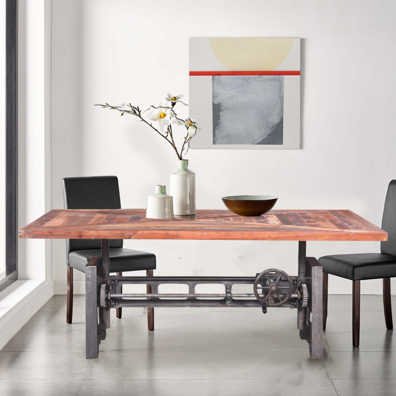 Designe Gallerie Alix Reclaimed X Wooden Top Adjustable Crank Table ...
