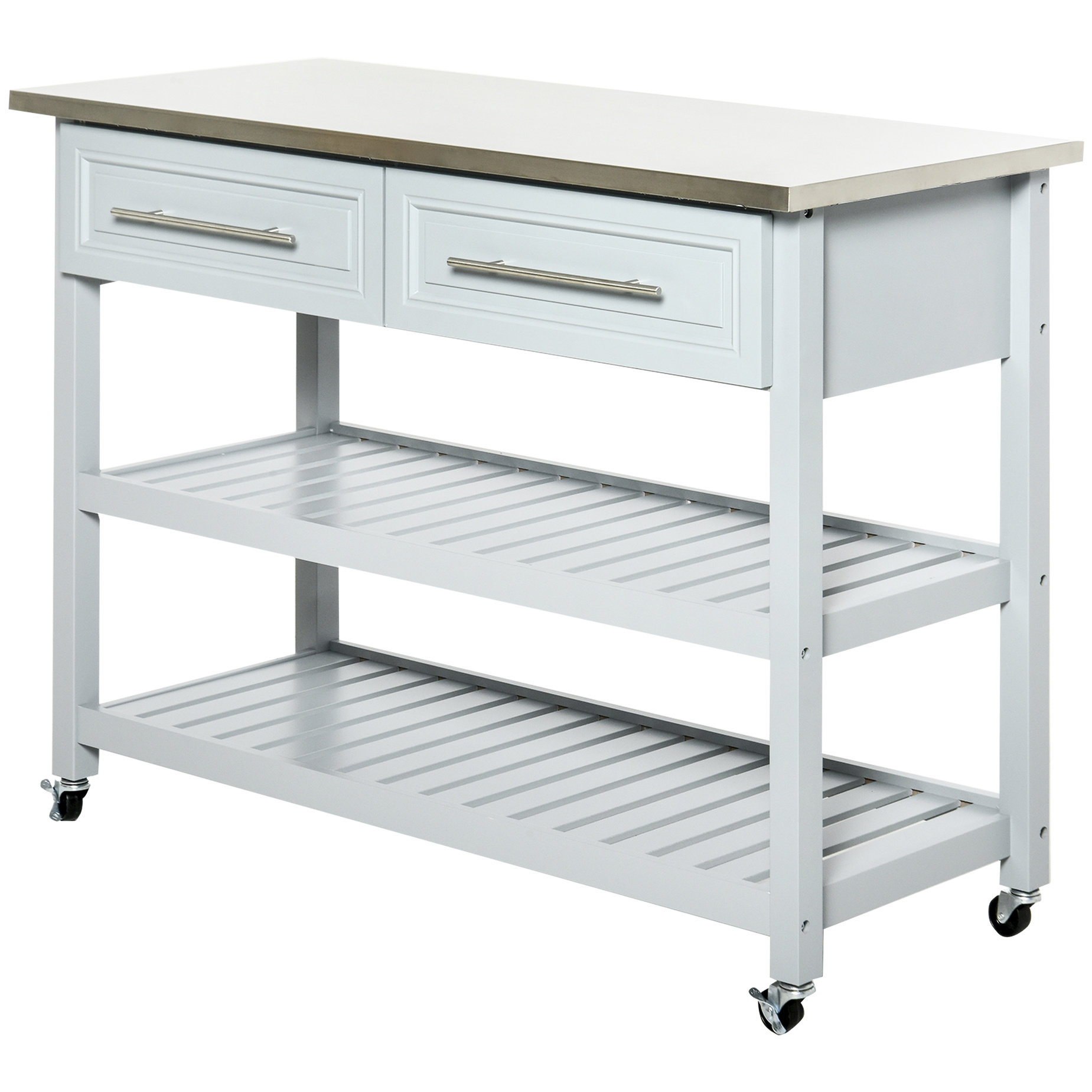 Latitude Run® Utility Trolley With Stainless Steel Worktop, 2 Open ...