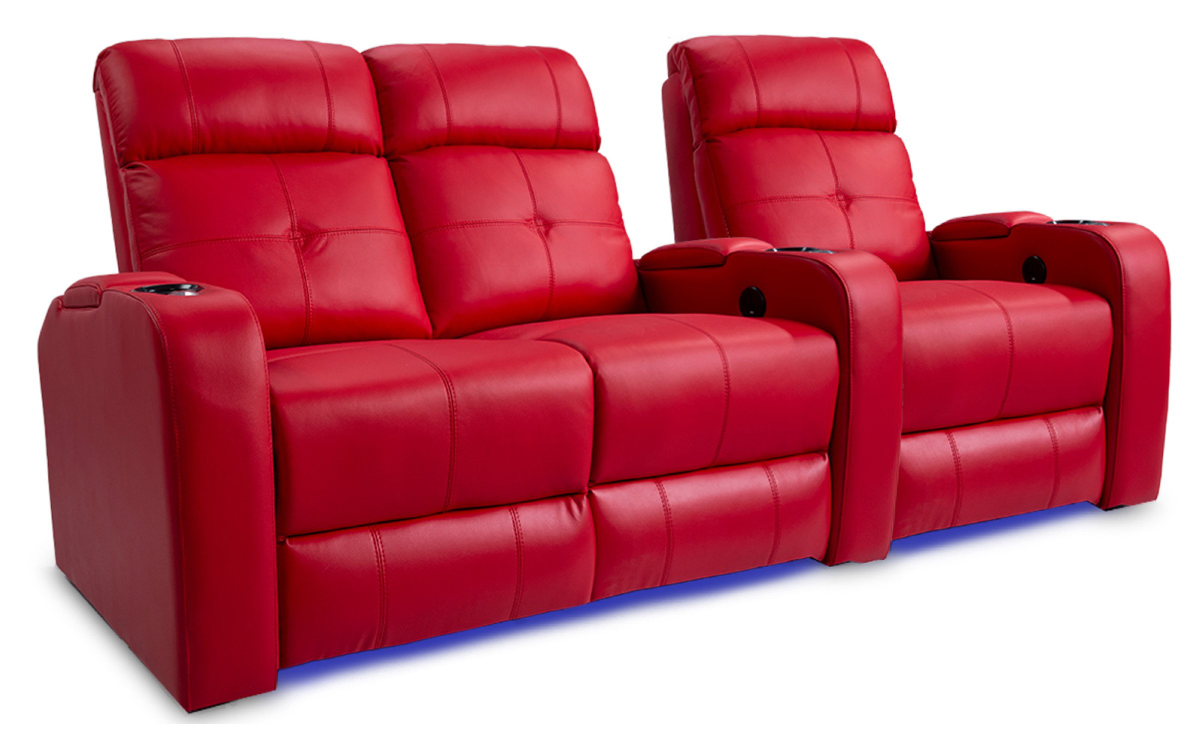 Orren Ellis 84" Wide Genuine Leather Home Theater Seating with Cup ...