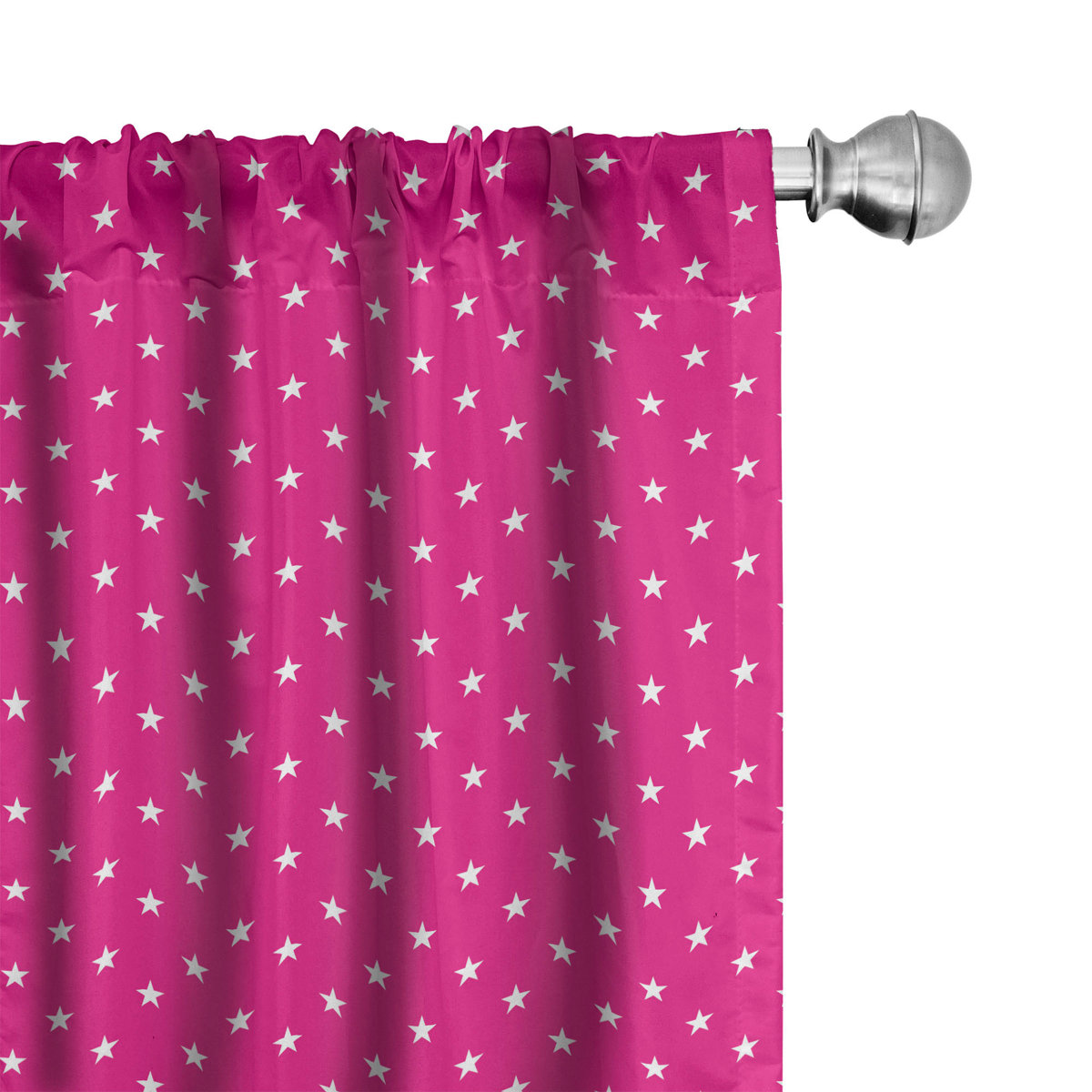 Bungalow Rose Hot Pink 4-Panel Curtains, White Stars Girlish, Hot Pink ...