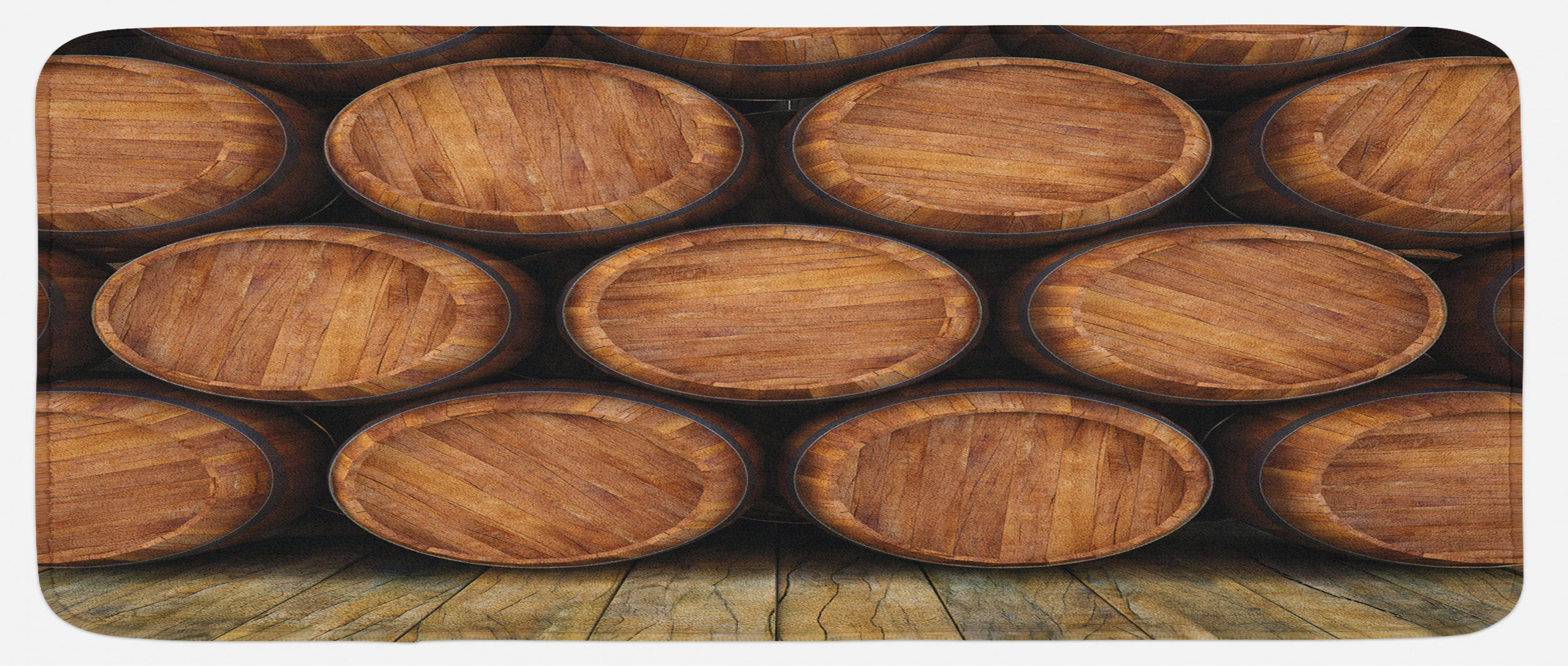 East Urban Home Wall Of Wooden Barrels Wine Stack Storage Gallon ...