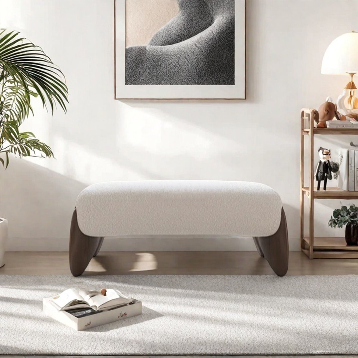 Corrigan Studio® Simple bench cream sand hair stool rest | Wayfair