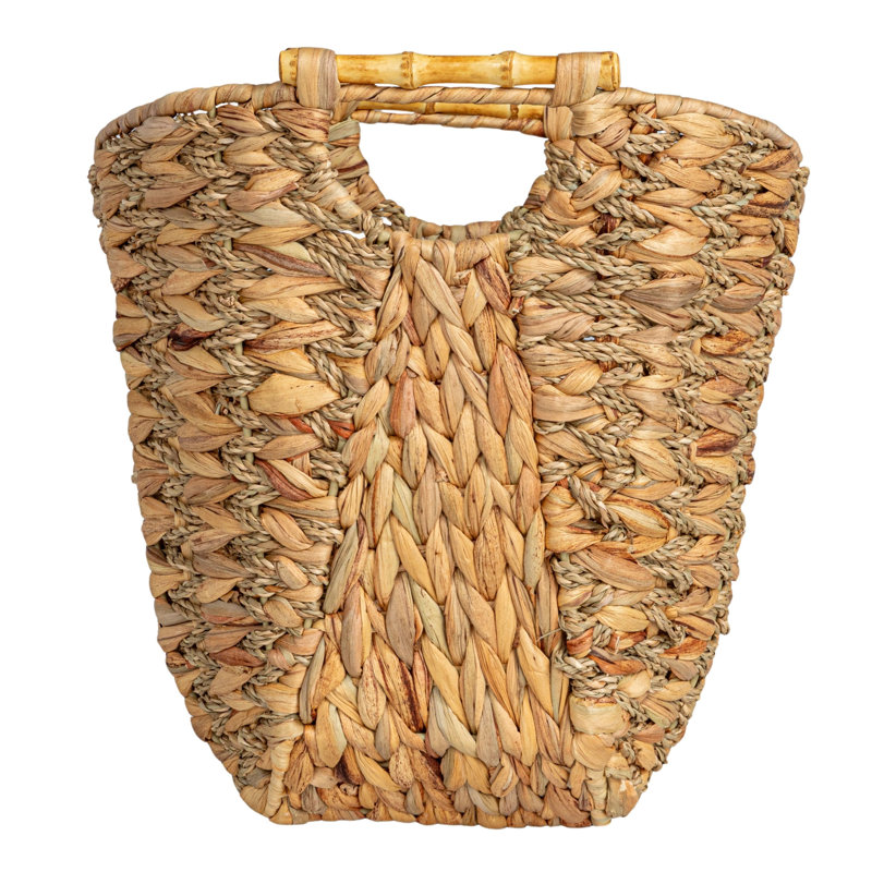Household Essentials Water Hyacinth Seagrass Scoop Basket With Bamboo ...