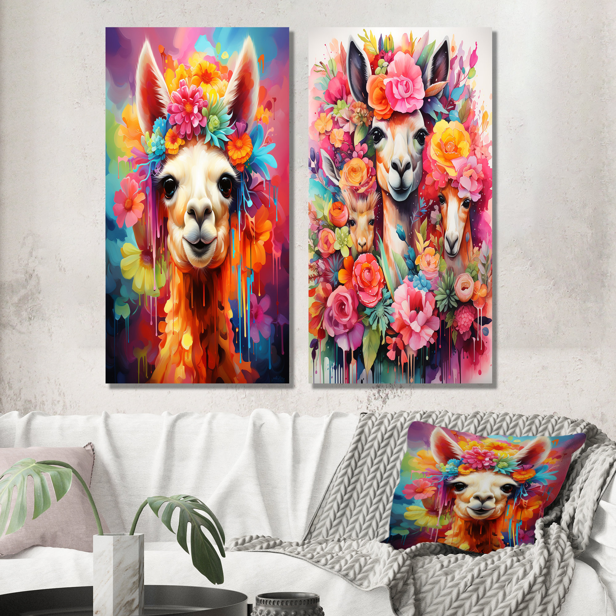 Dakota Fields Alpaca Popart Woolen Elegance I - Alpaca Wall Art Living ...
