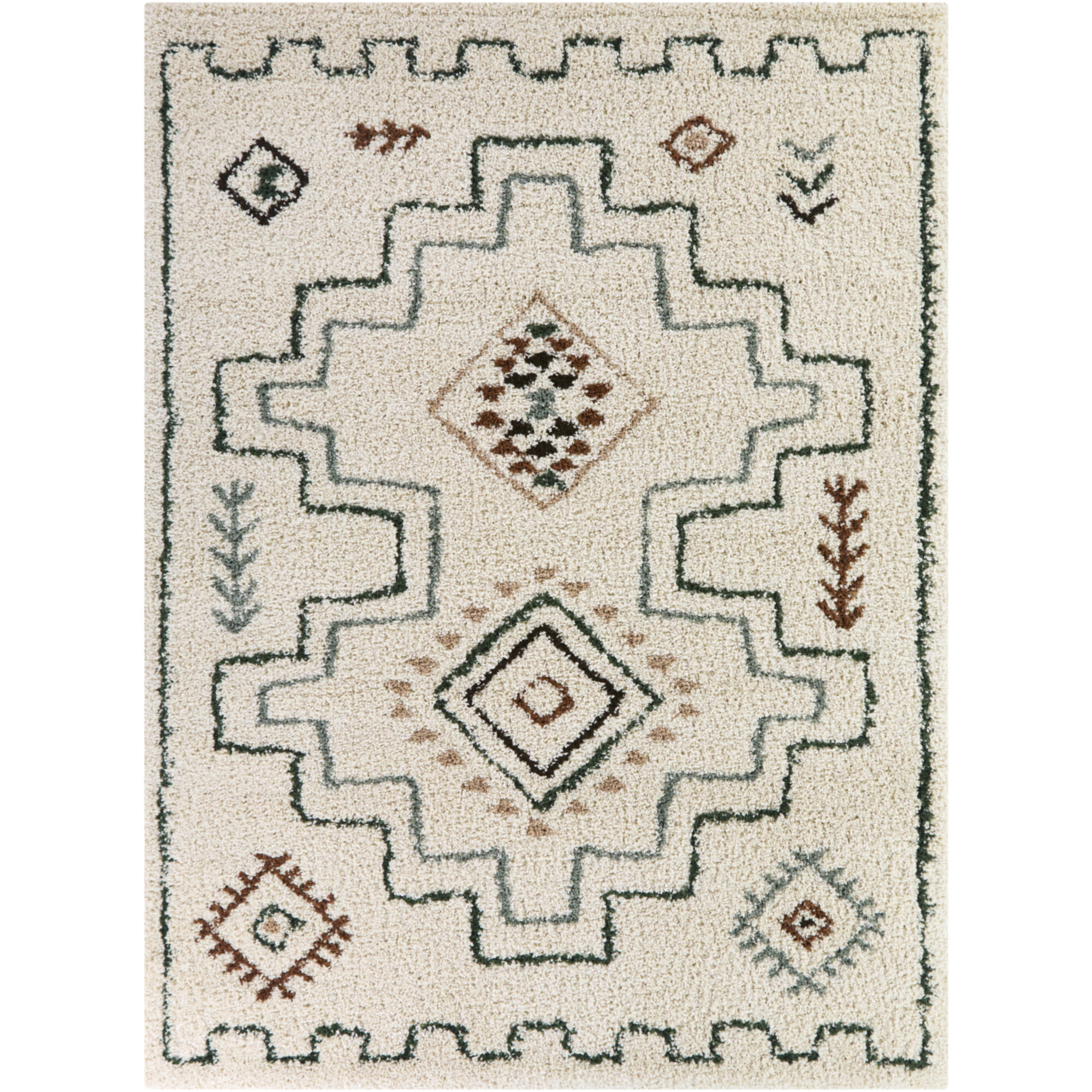 Dakota Fields Eugenia Cream Global Shag Area Rug | Wayfair