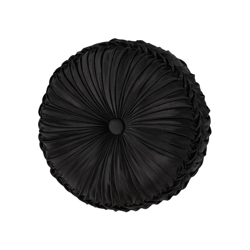 Five Queens Court Branson Black & Tufted Round Decorative Throw Pillow ...