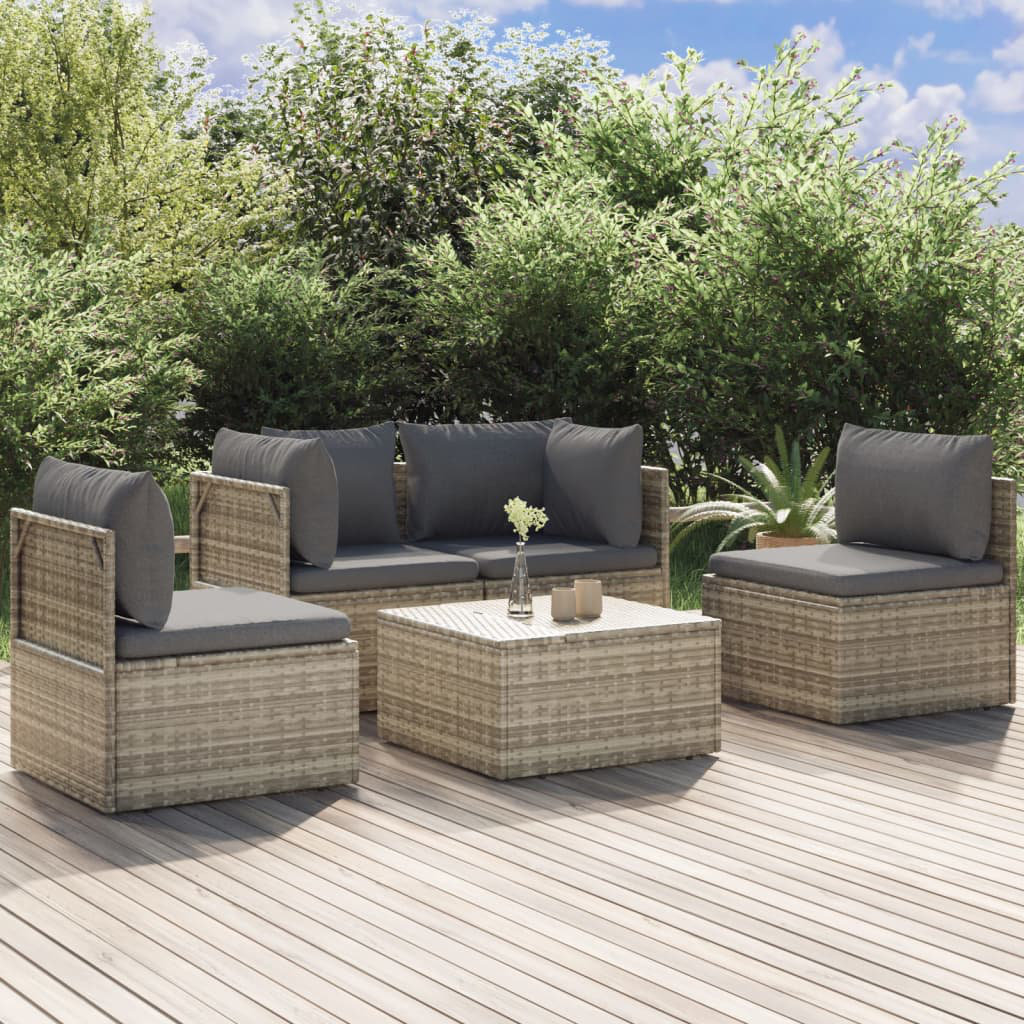 Latitude Run® Patio 5 Piece Rattan Sectional Seating Group with ...