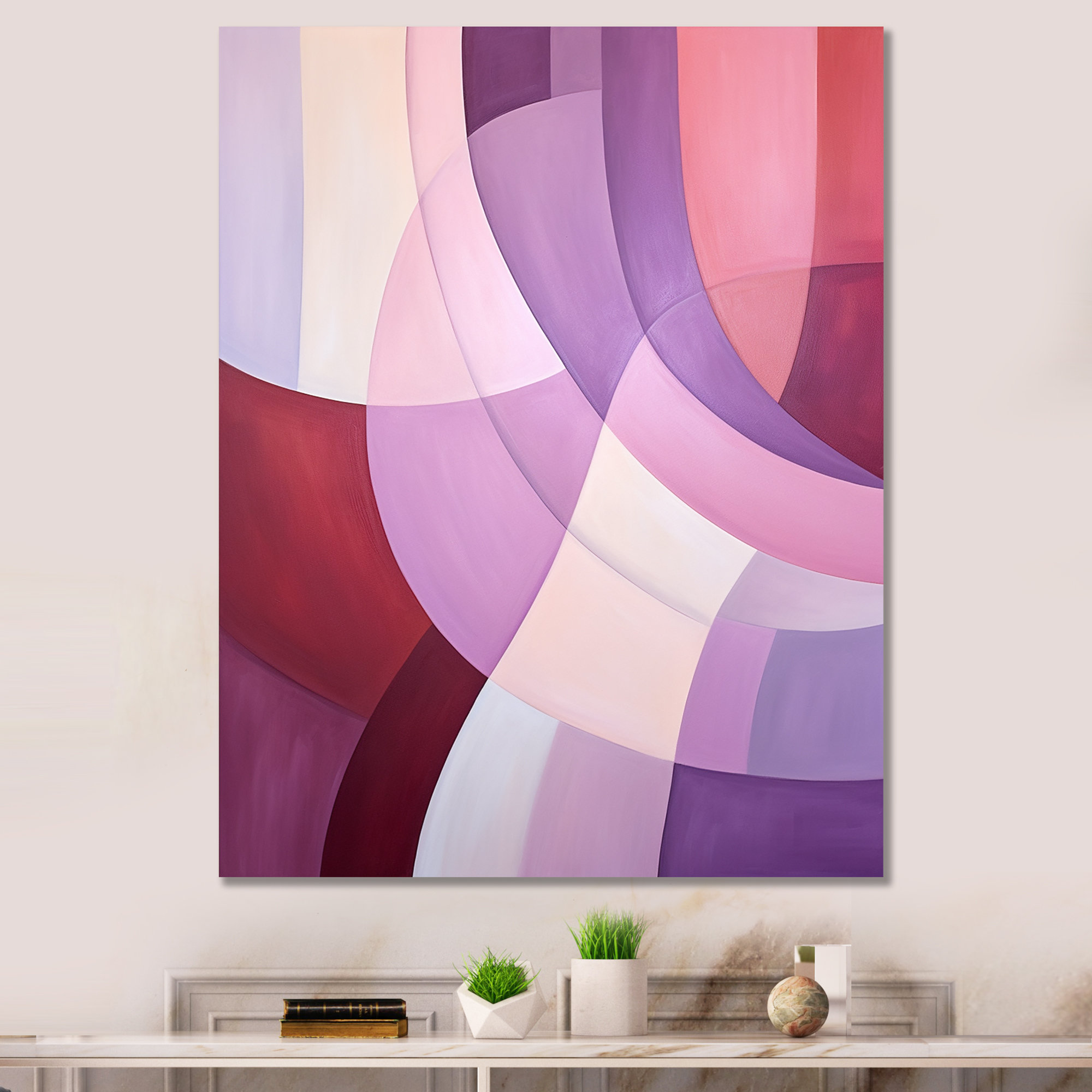 Wrought Studio Mauve Motion Abstract Shapes I - Abstract Shapes Canvas ...
