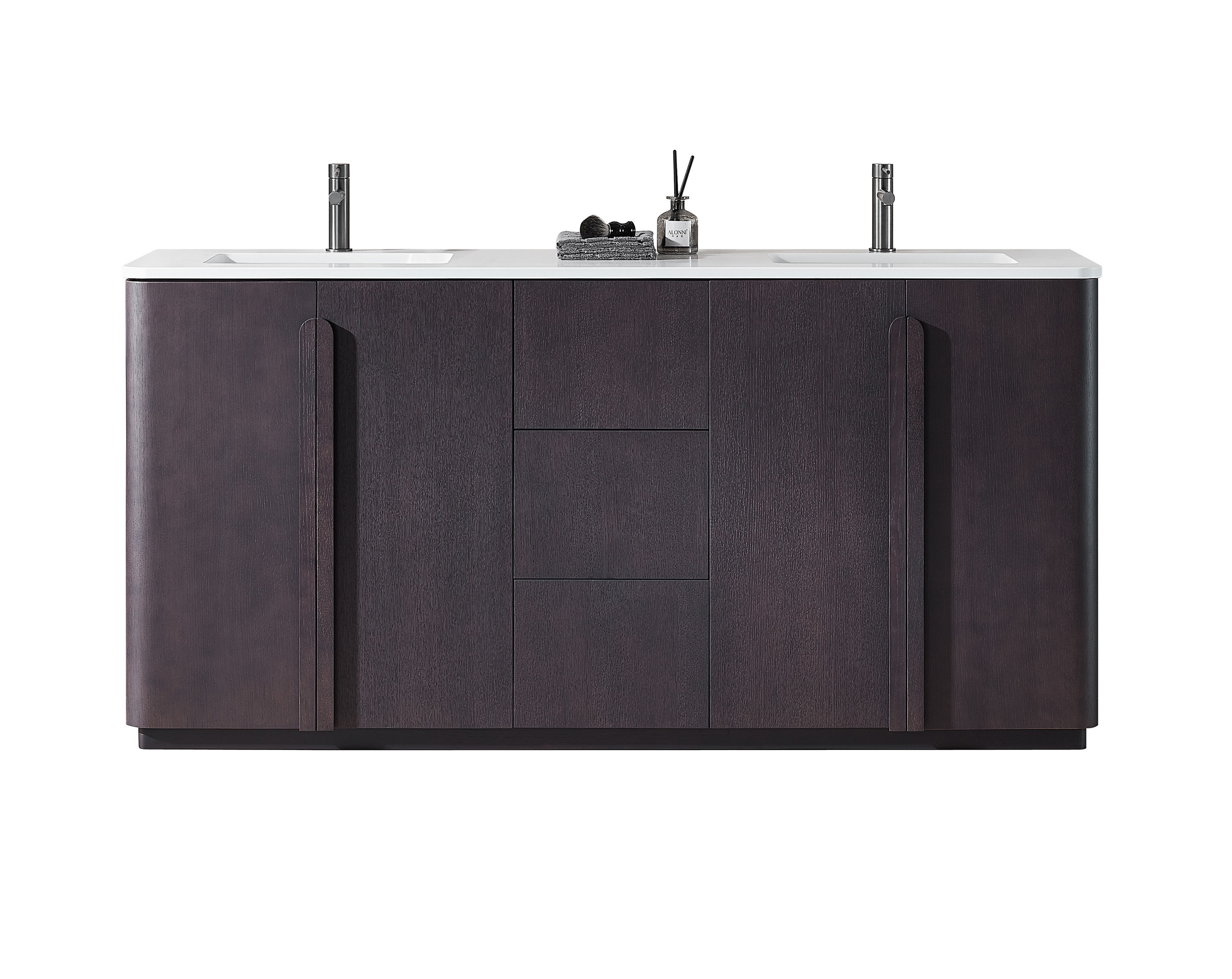 Joss & Main Meuble-lavabo double 72 po avec plateau en quartz Greely ...