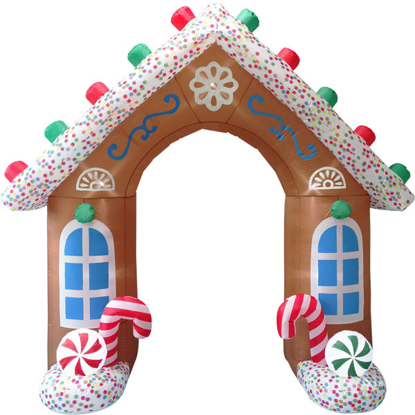 Fraser Hill Farm 8-Ft. Tall Gingerbread Arch Blow Up Christmas ...