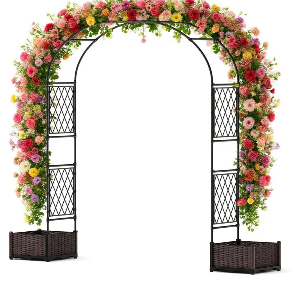 Trent Austin Design® Arch Frame, 86.6x90.5" PE Coated Metal Garden ...