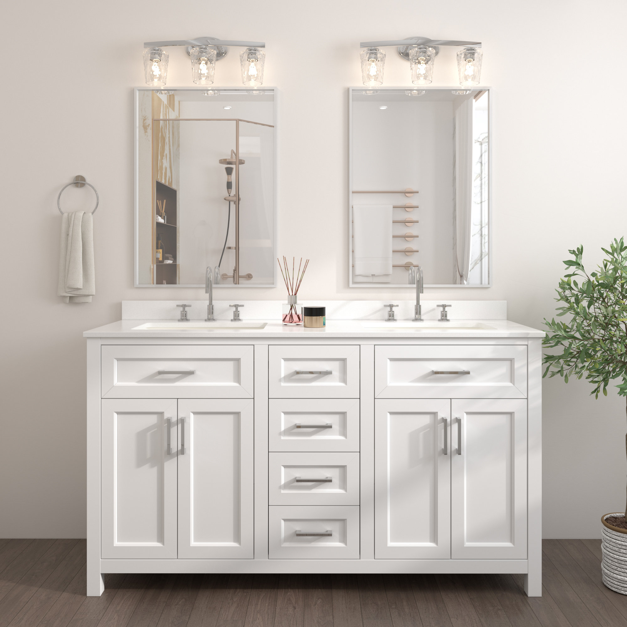 Lark Manor™ Chezkel 60'' Double Bathroom Vanity With Two Pop-up Drain ...