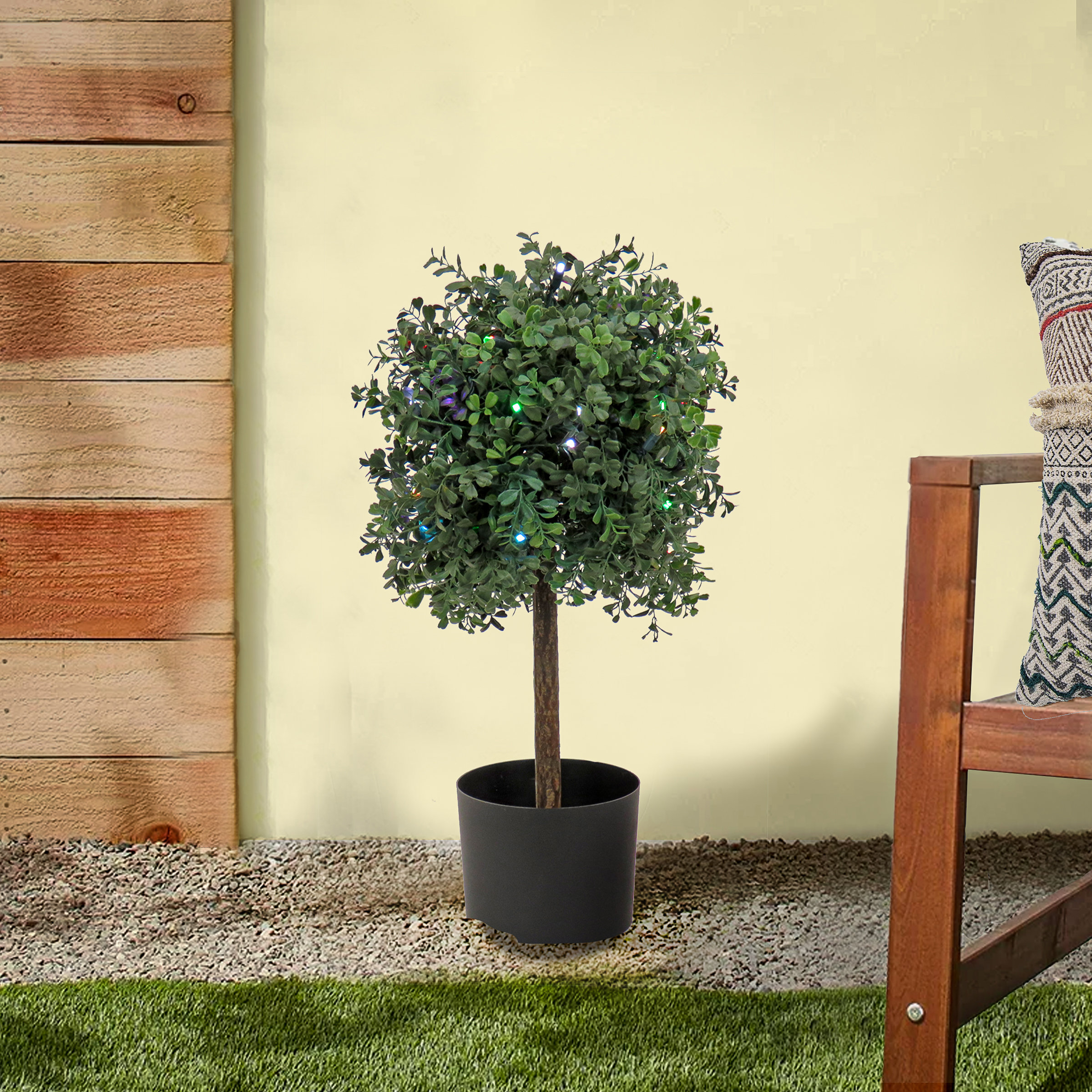 National Tree Company 4 ft. Boxwood Cone and Ball Topiary with Multi ...
