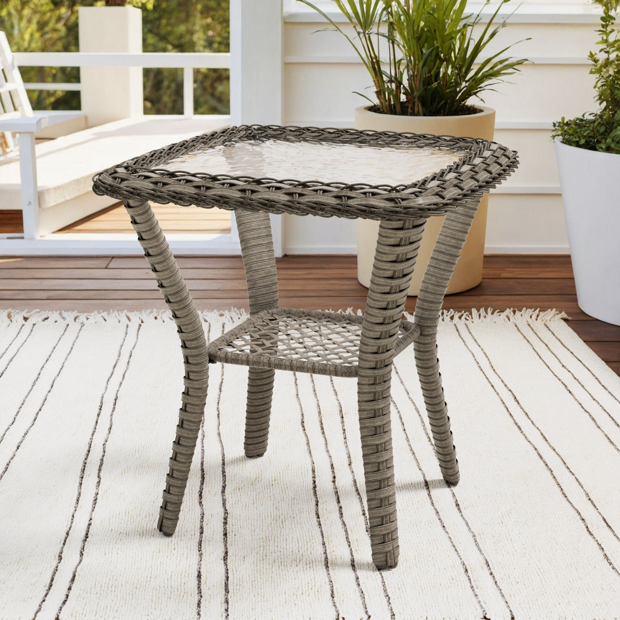 Bungalow Rose Kintz Square 19.6'' L x 19.6'' W Outdoor Side Table | Wayfair