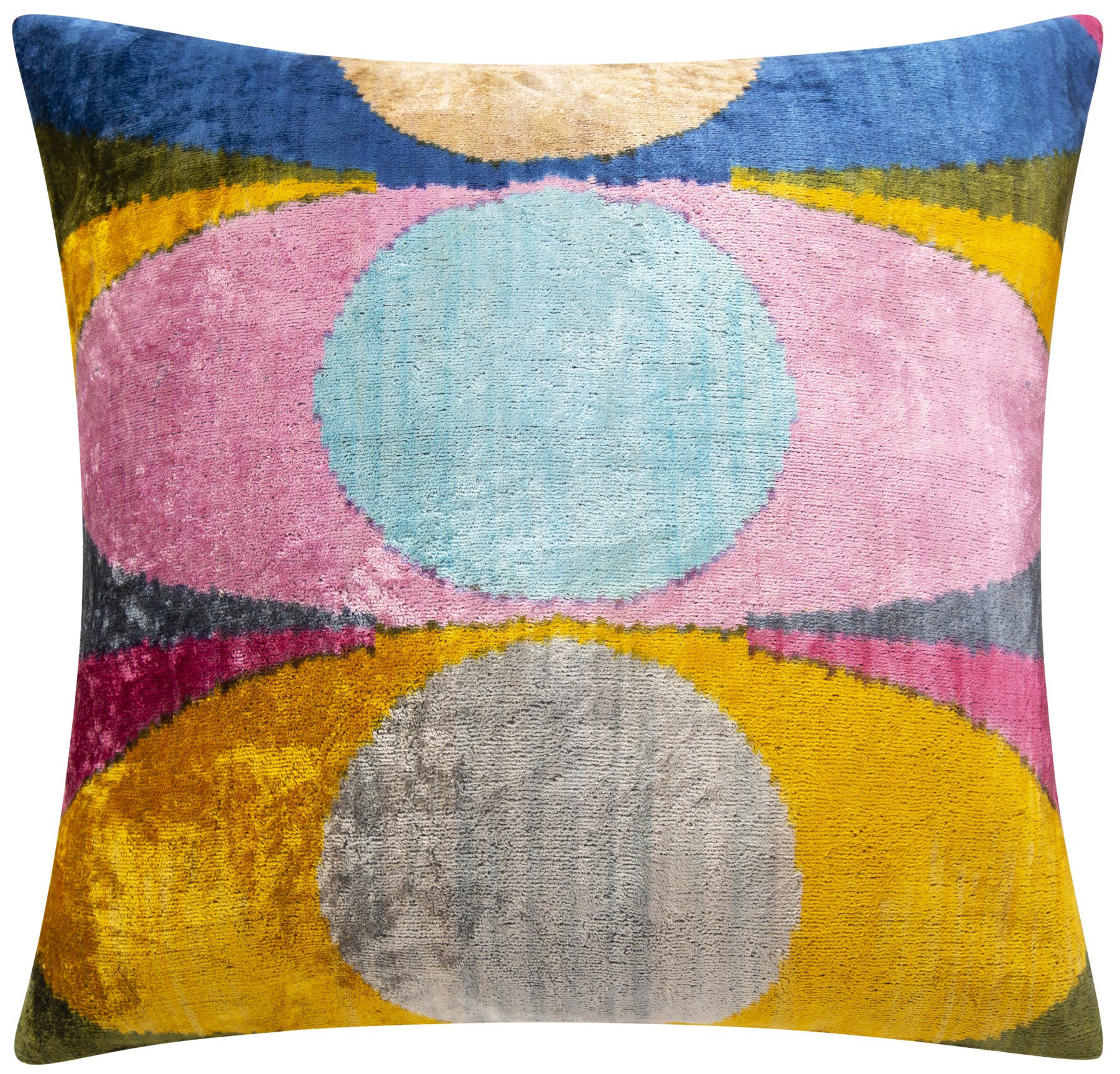Canvello Handmade Silk Velvet Throw Pillow 20X20 - Multicolor Circle ...