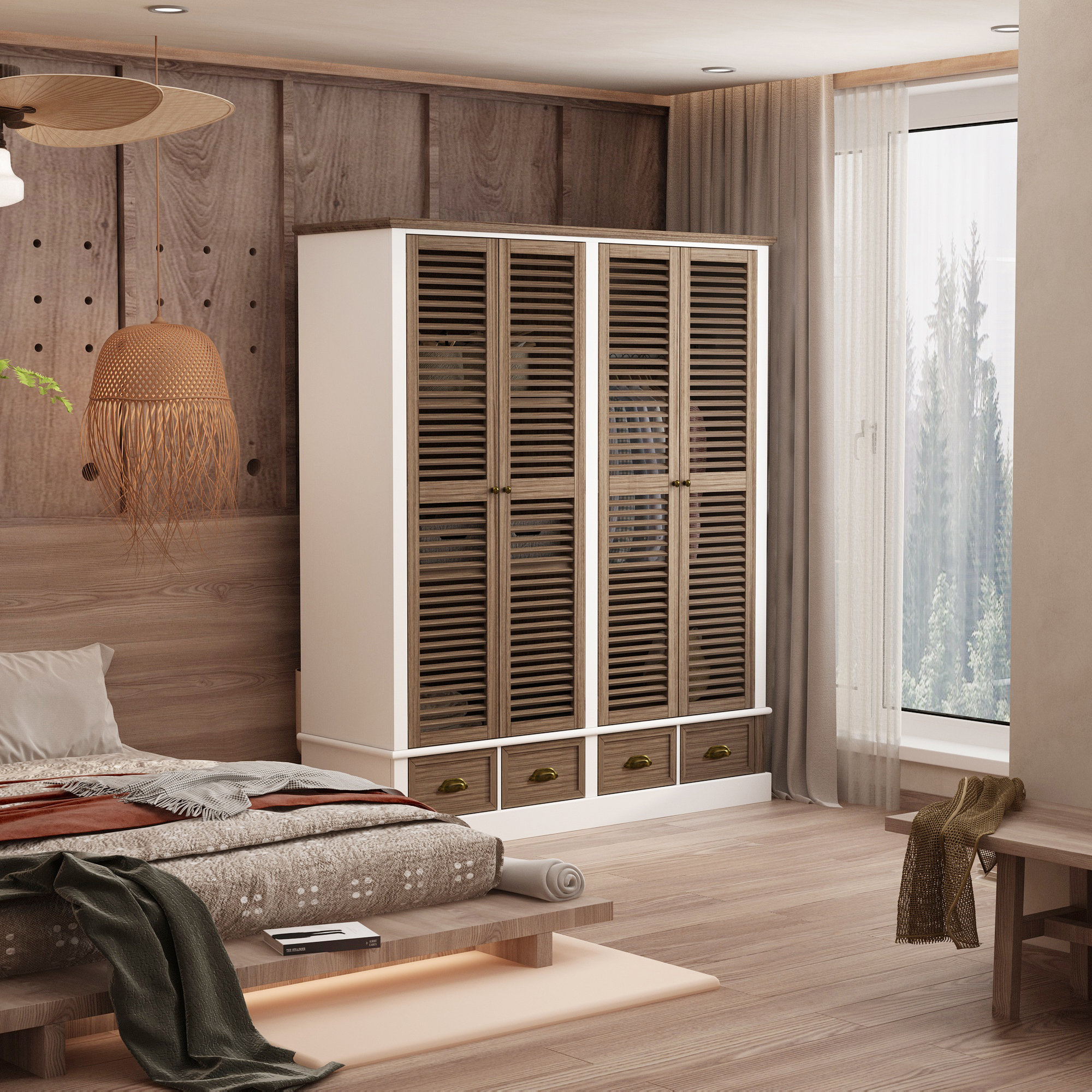 Lark Manor Amarren Solid + Manufactured Wood Armoire & Reviews ...