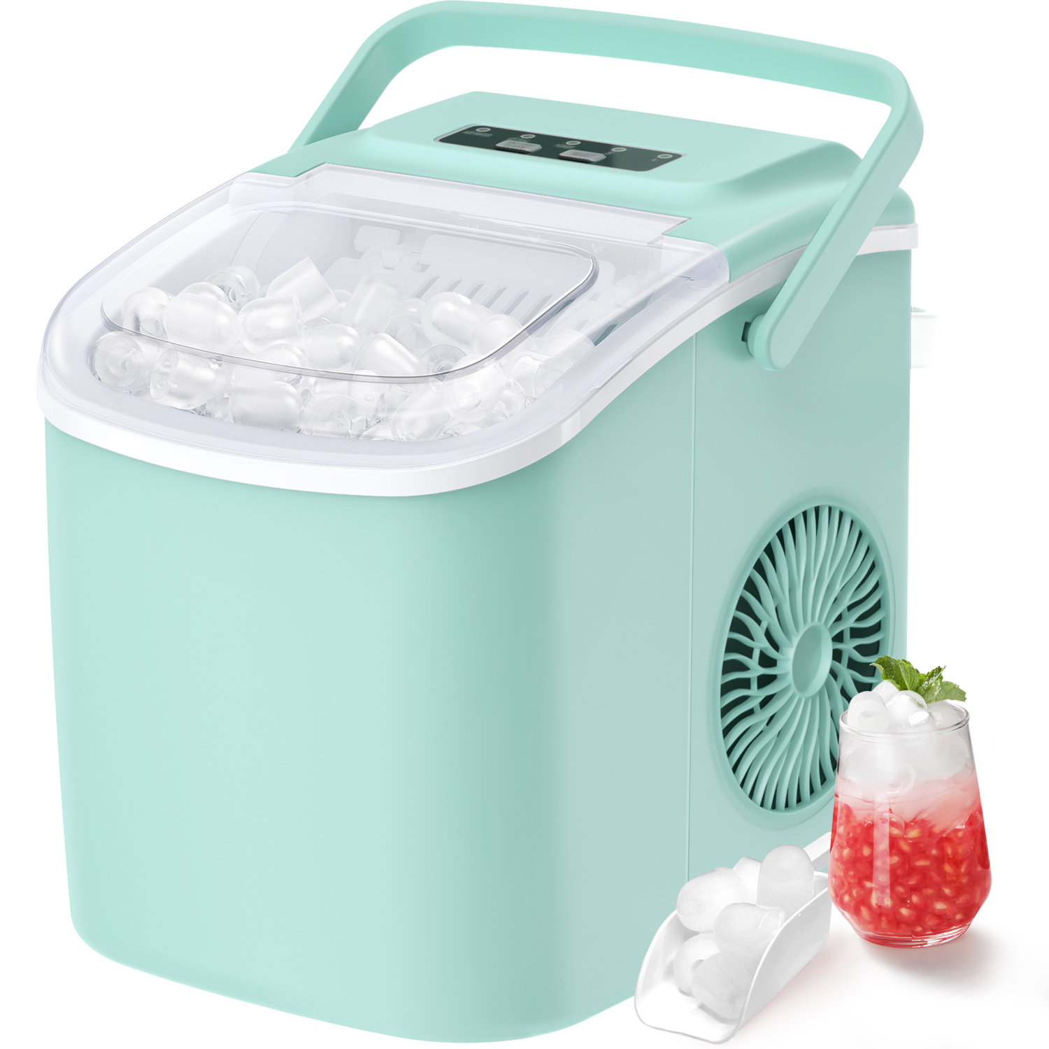 ColorLife 26 Lb. Daily Production Clear Ice Countertop Ice Maker, Self ...
